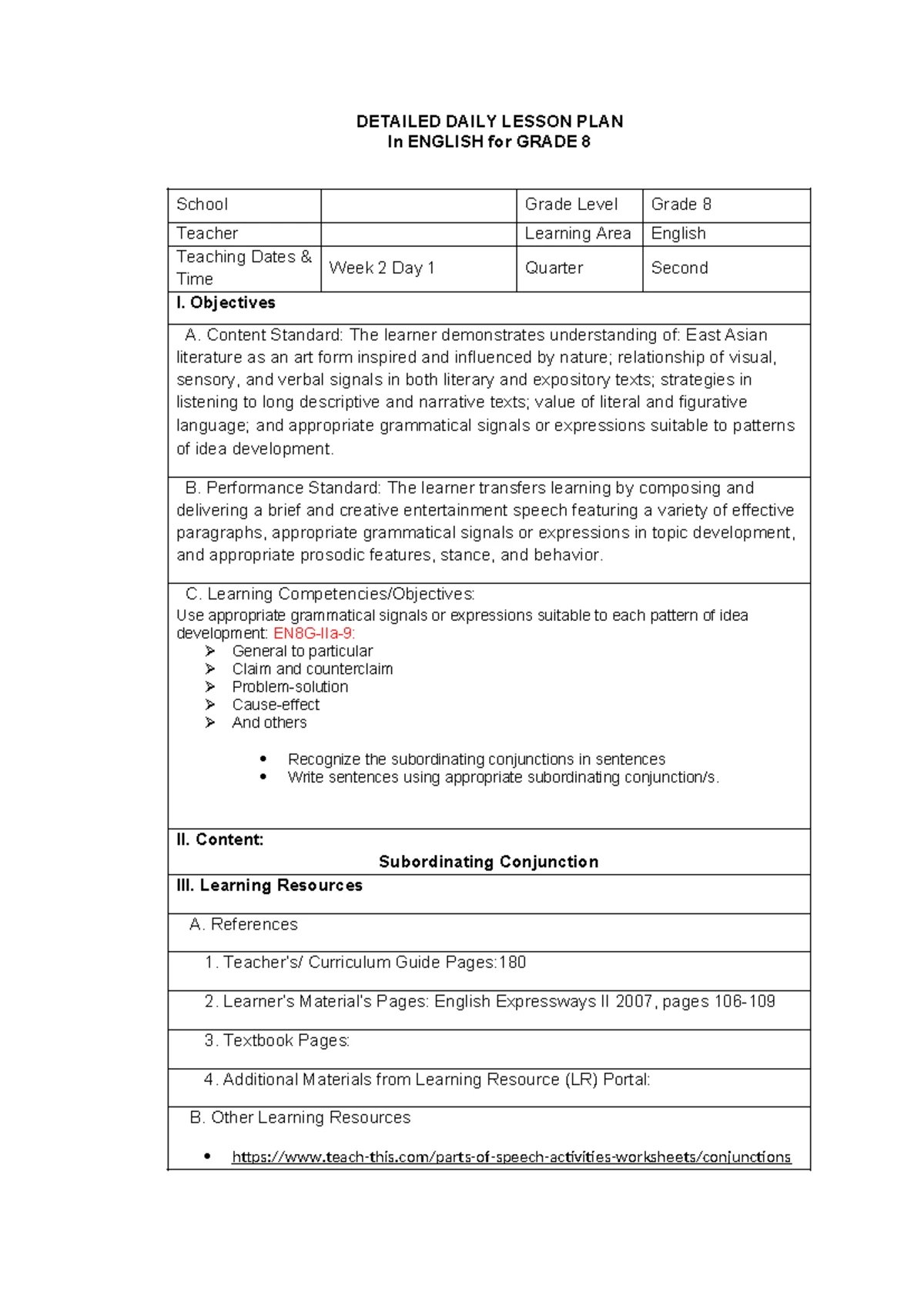 4As Detailed Lesson PLAN IN English - 4As DETAILED LESSON PLAN IN ...