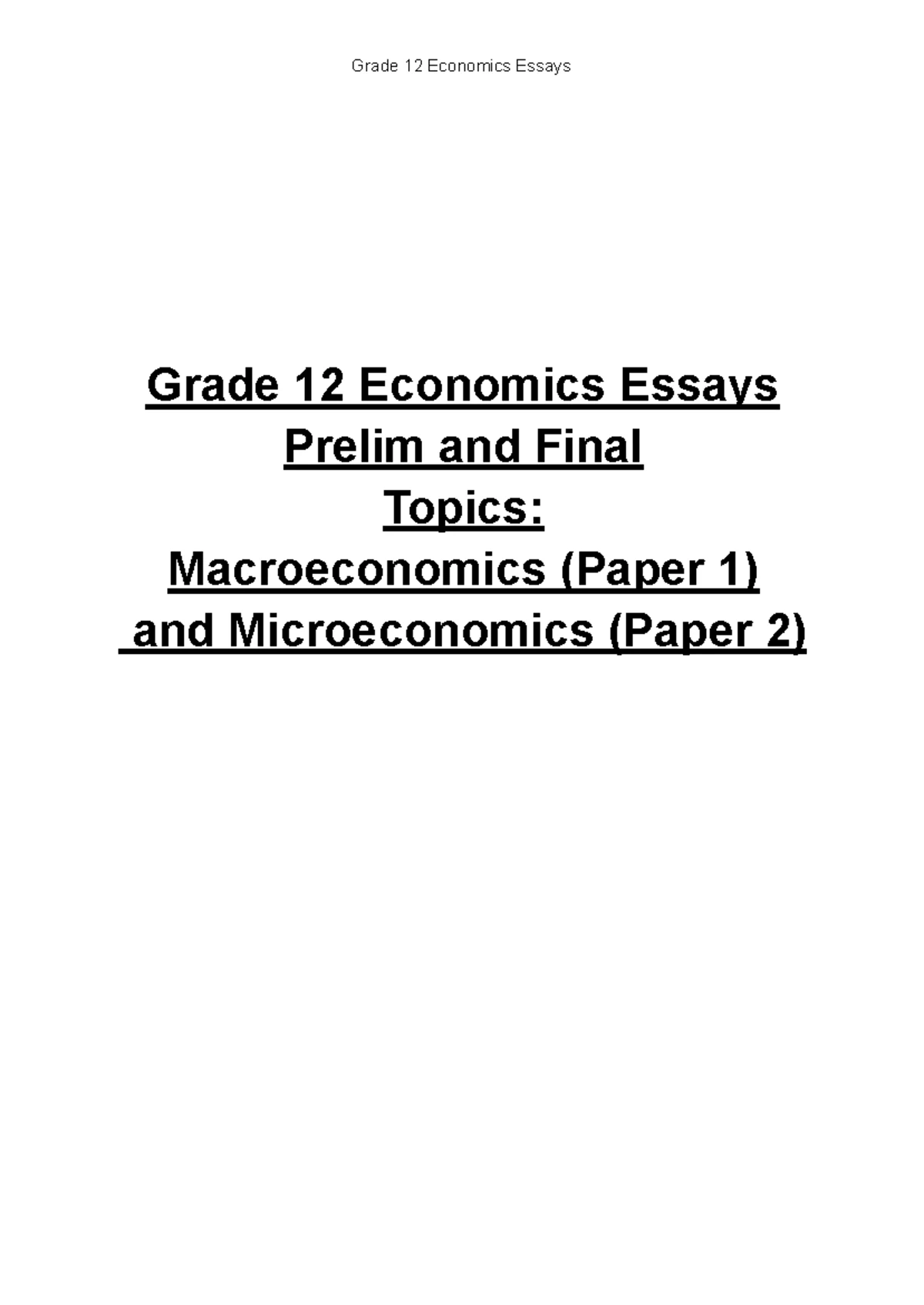 Grade 12 Economics Essays - Grade 12 Economics Essays Prelim and Final ...