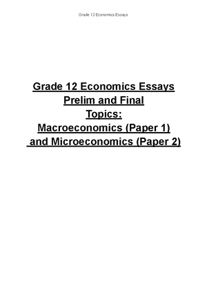 Grade 12 Economics Paper 1 JUST IN TIME Learner Revision Document Final ...