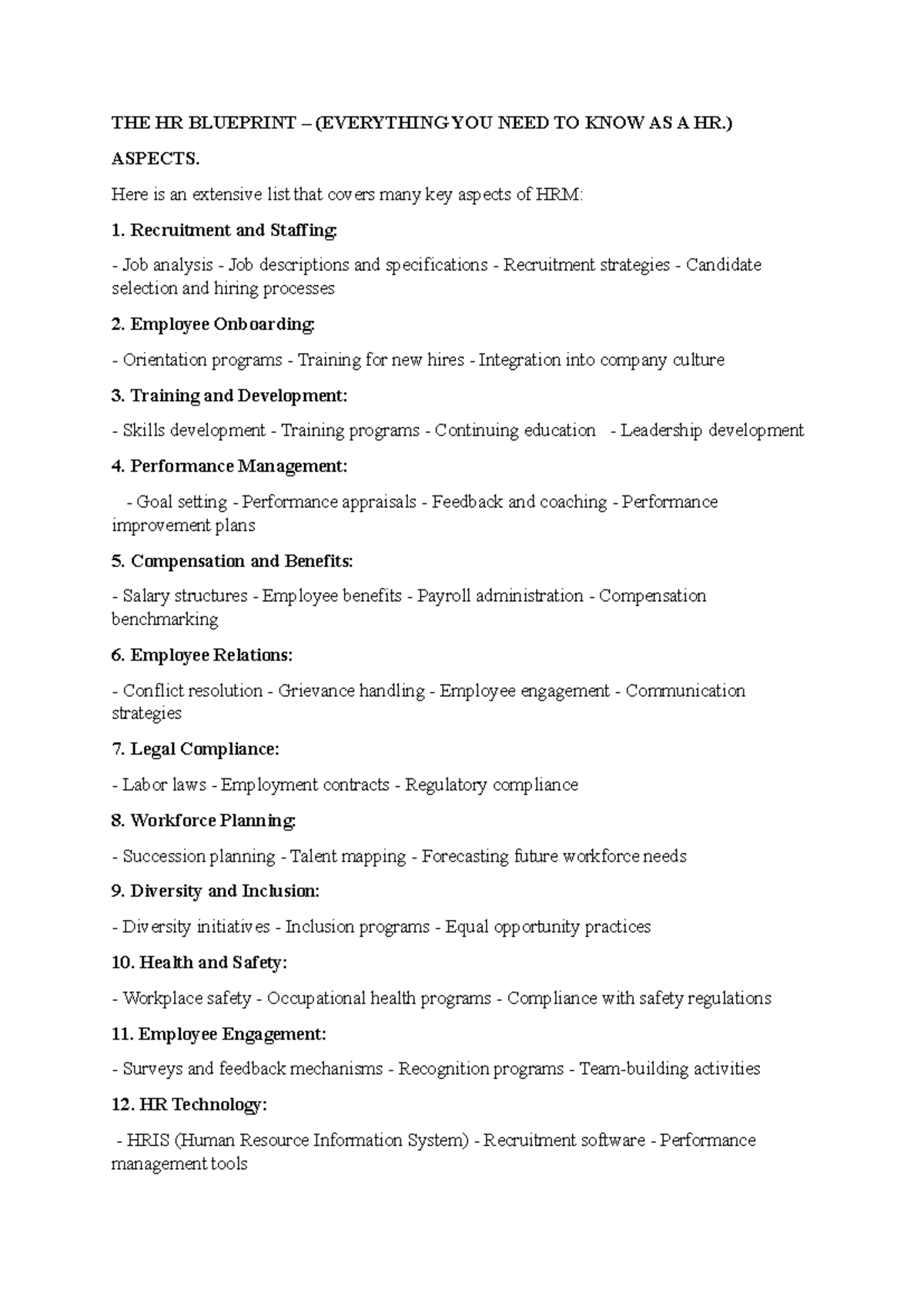 HRM 101: The Comprehensive HR Blueprint for Strategic Management - Studocu