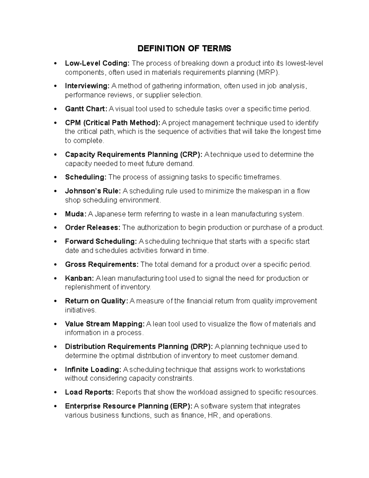 OMT 101: Key Terms and Concepts in Operations Management - Studocu