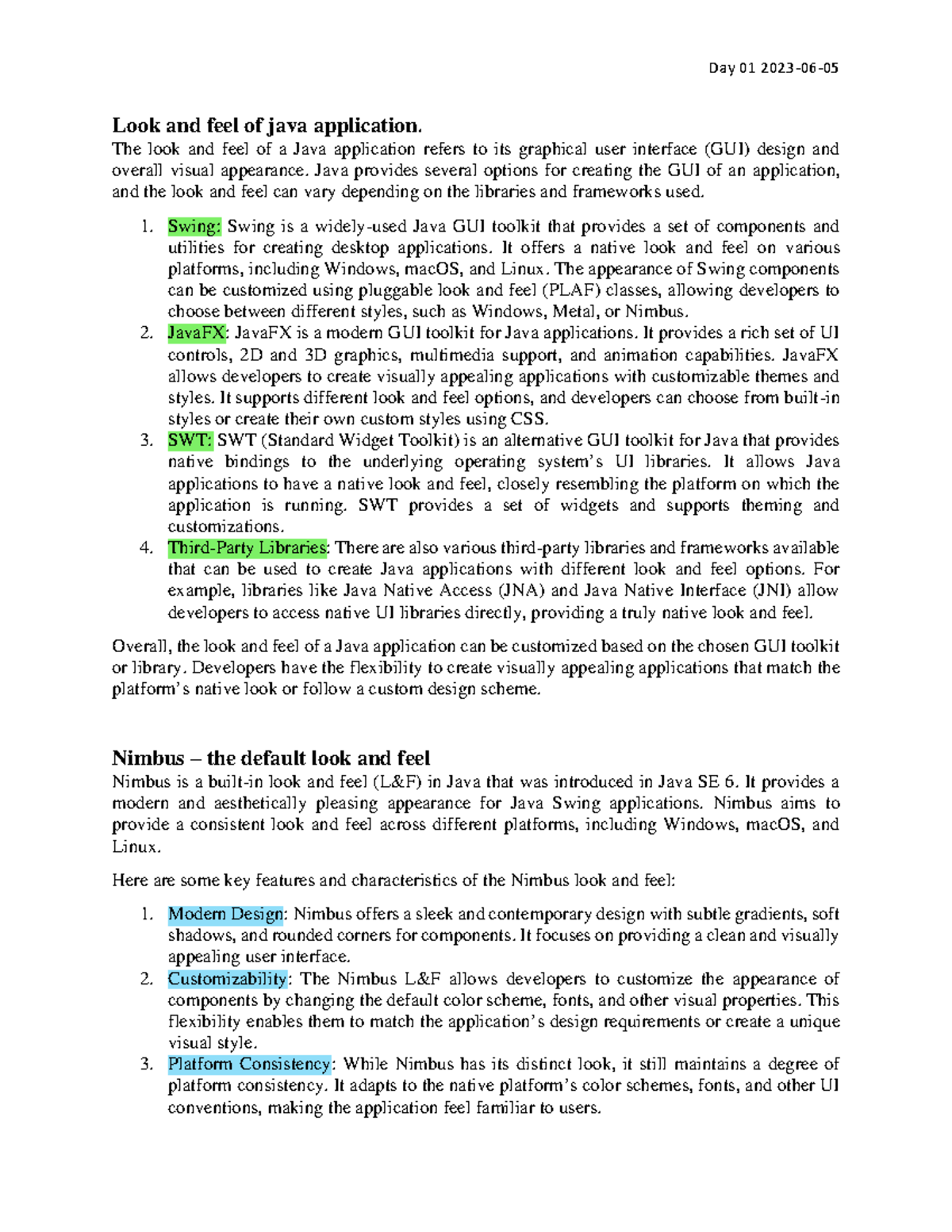 SAD - Look and feel of java application The look and feel of a Java ...