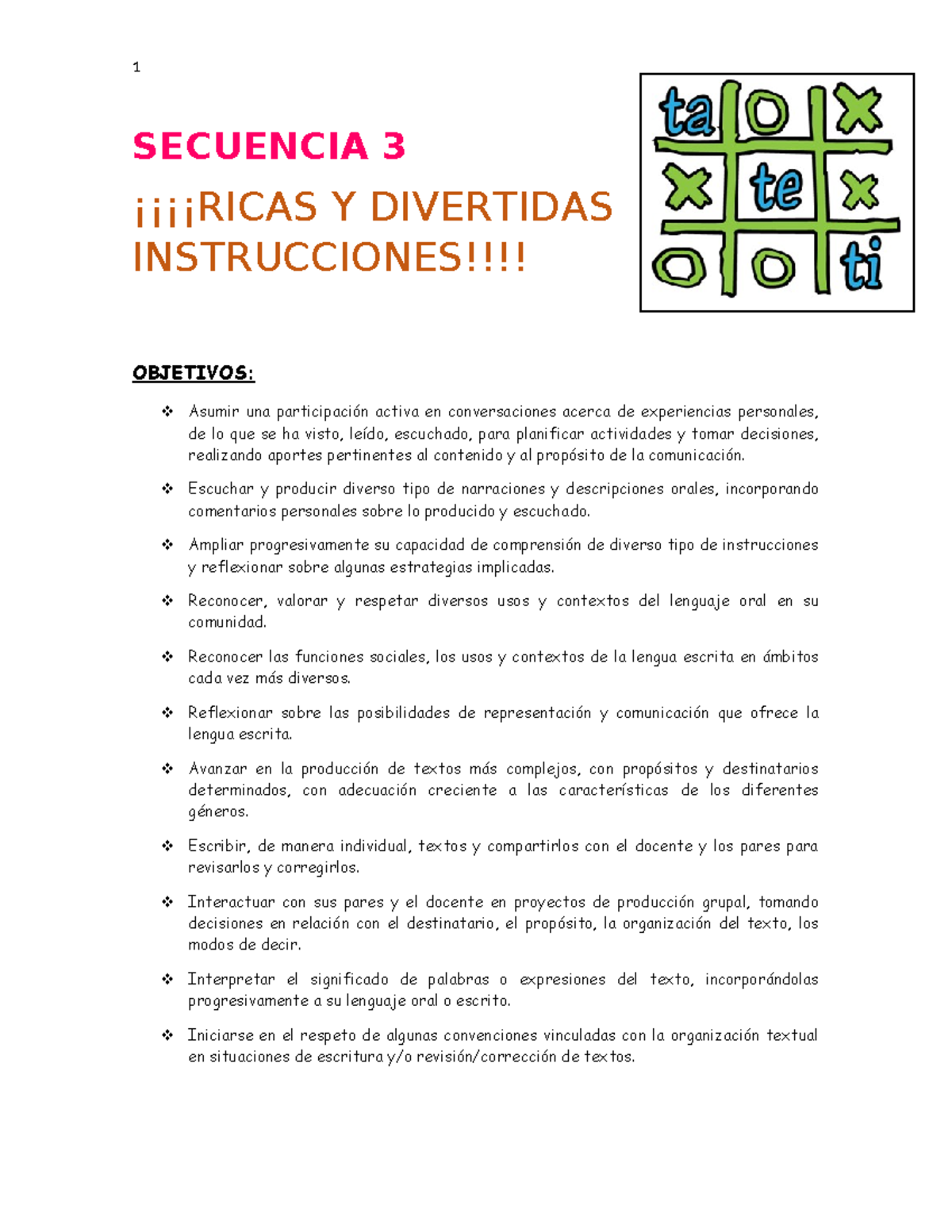 Secuencia 3: Producción de Textos Instructivos para 3er Grado - Studocu