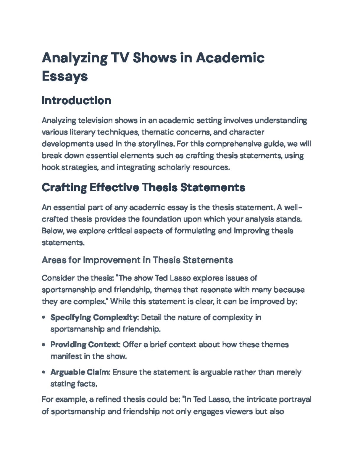 Effective Strategies for Analyzing TV Shows in Academic Essays - Studocu