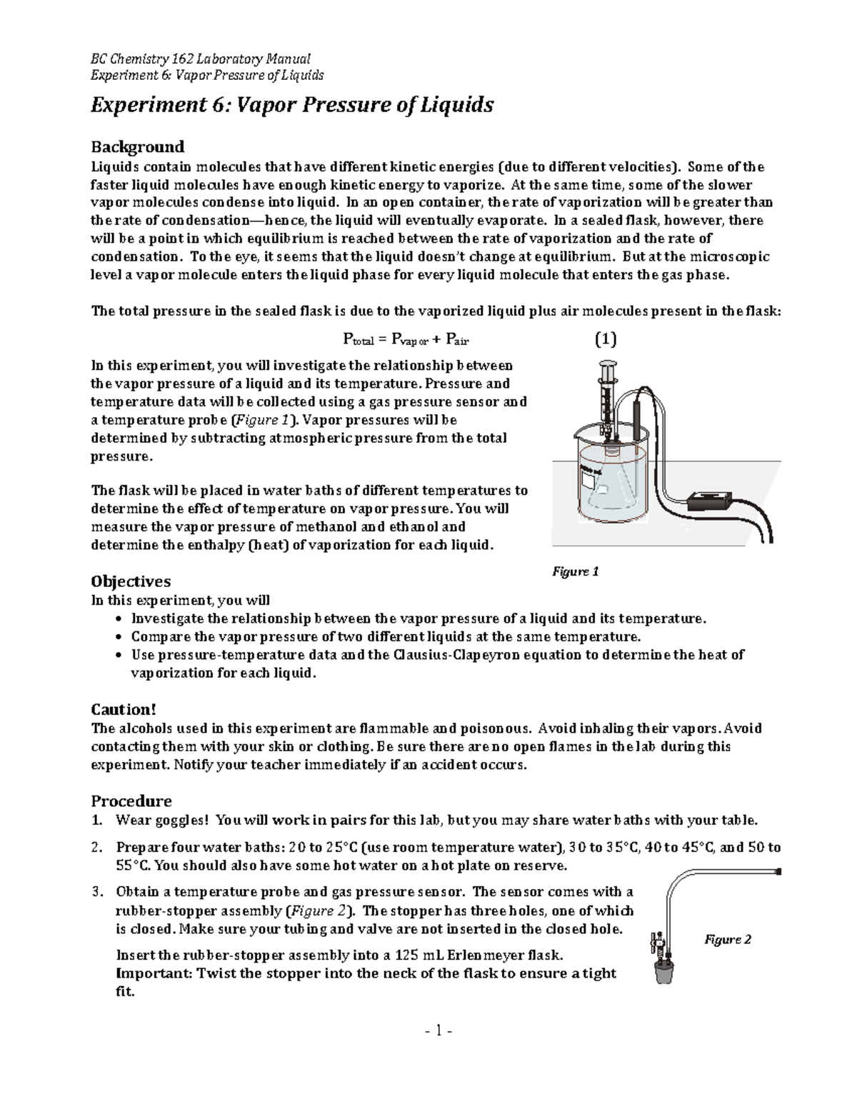 Exp6 Vapor pressure edit GFPS - BC Chemistry 162 Laboratory Manual ...