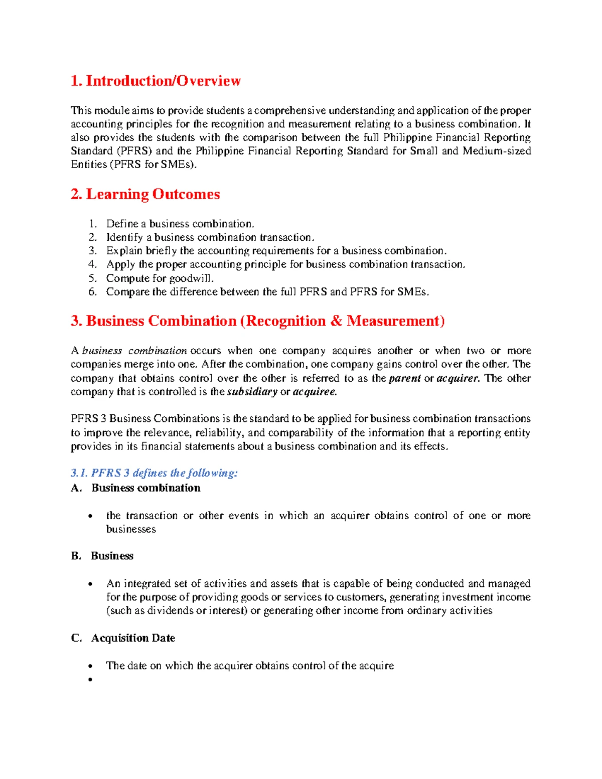 Quiz Chapter 2 Business Combinations Part 2 Chapter 2 Business