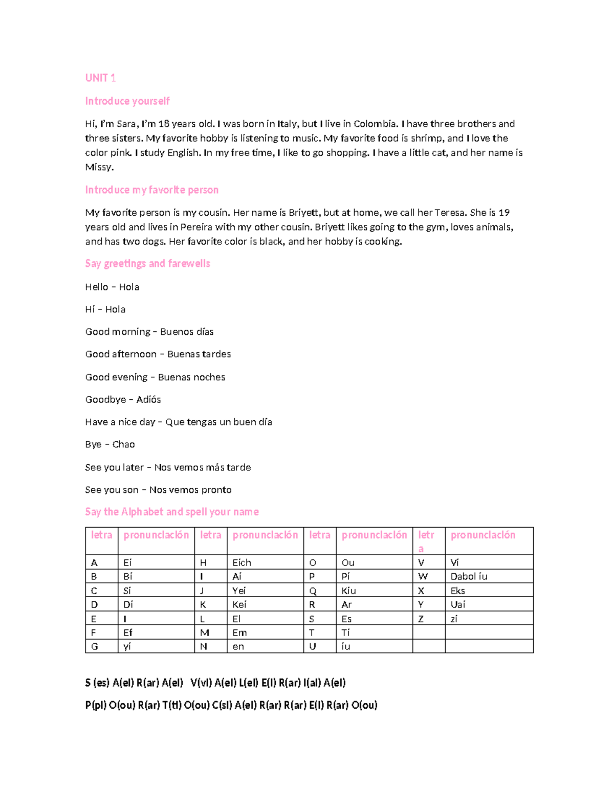 UNIT 1 - Introduce Yourself and Basic English Skills - Studocu