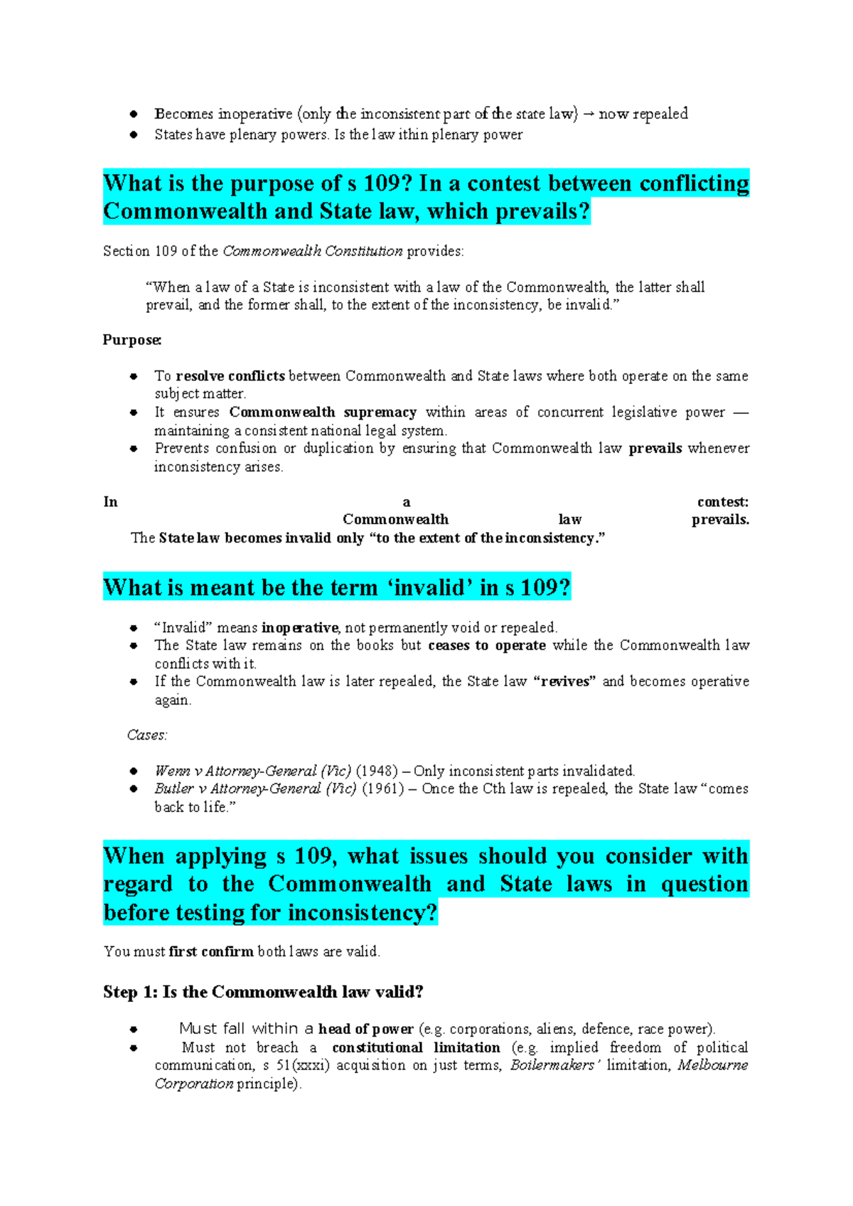 Australian Constitutional Law: Understanding Section 109 and ...