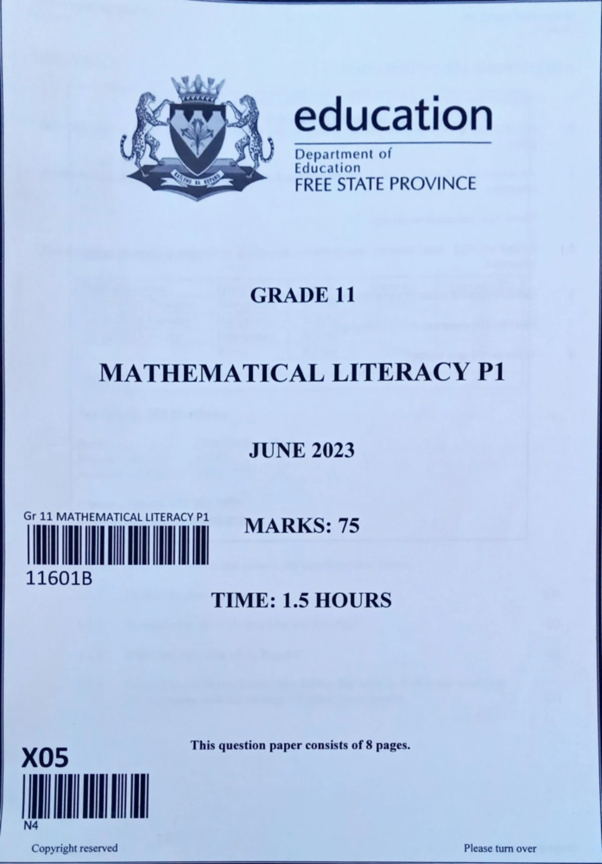 2023 TERM 2 Grade 11 Mathematical Literacy Exam Paper 1 - Studocu