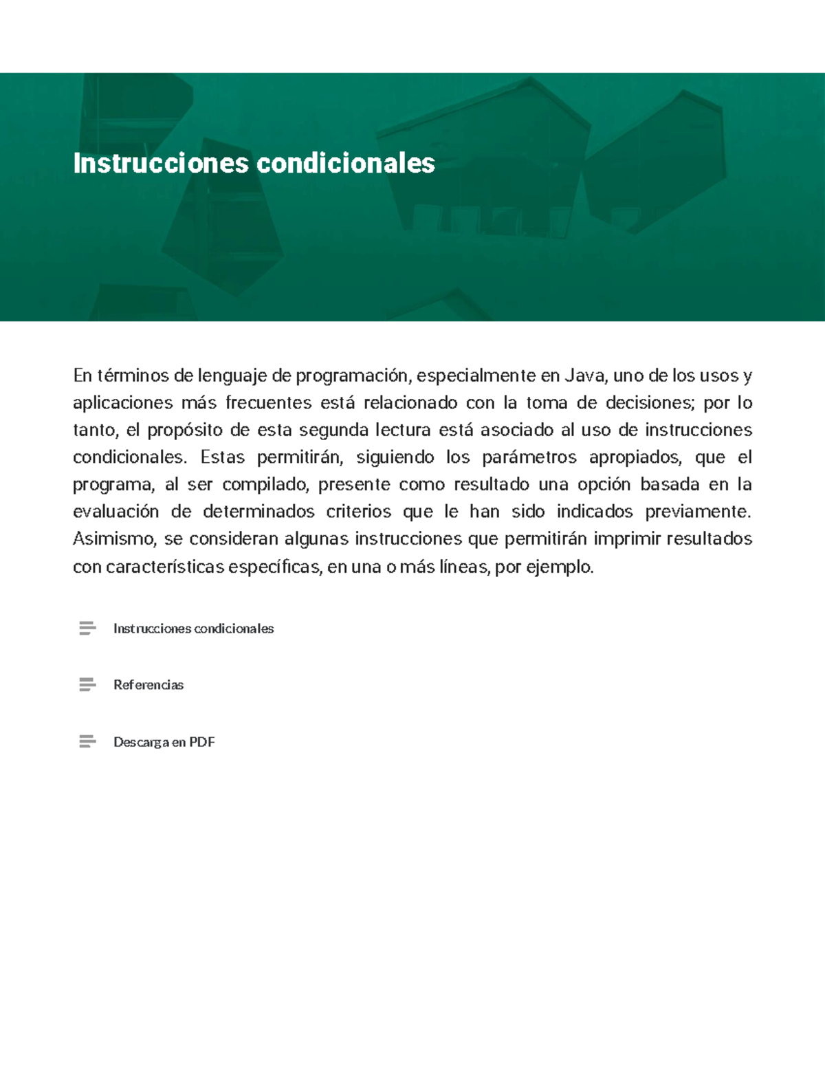 Instrucciones Condicionales en Java: Módulo 1 - Lección 2 - Studocu