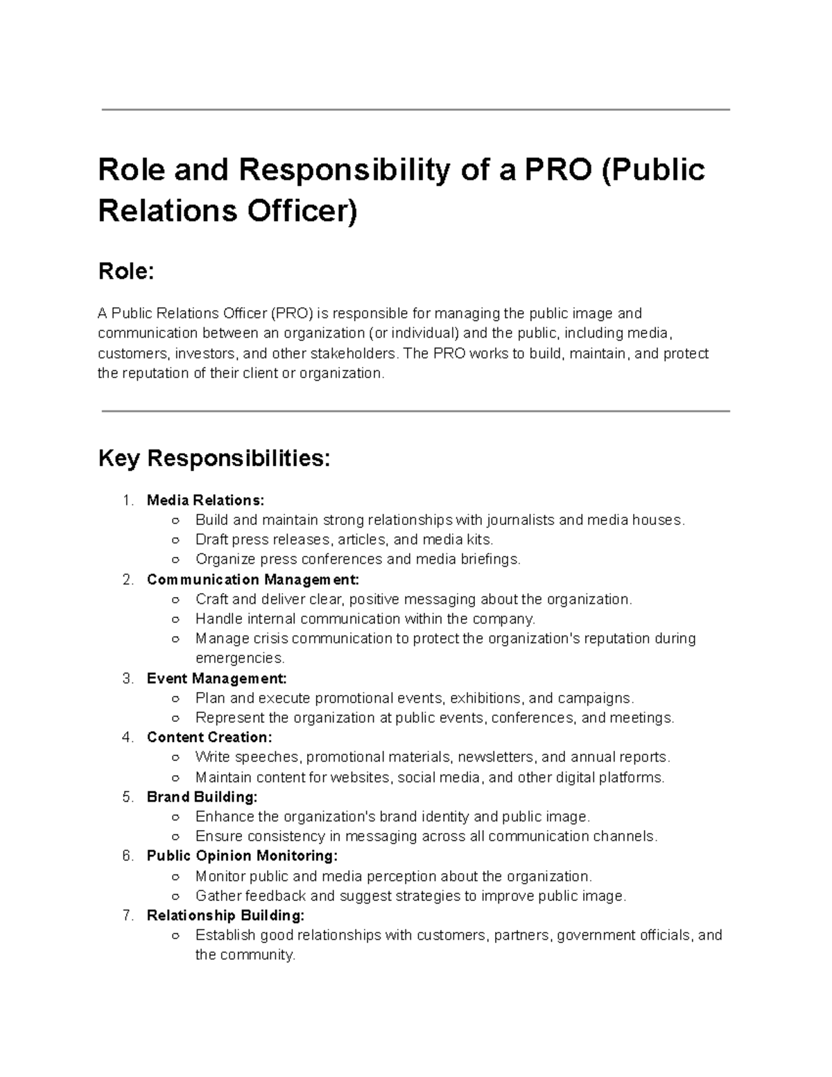 PR 3&4 - Comprehensive Notes on Public Relations Roles and ...