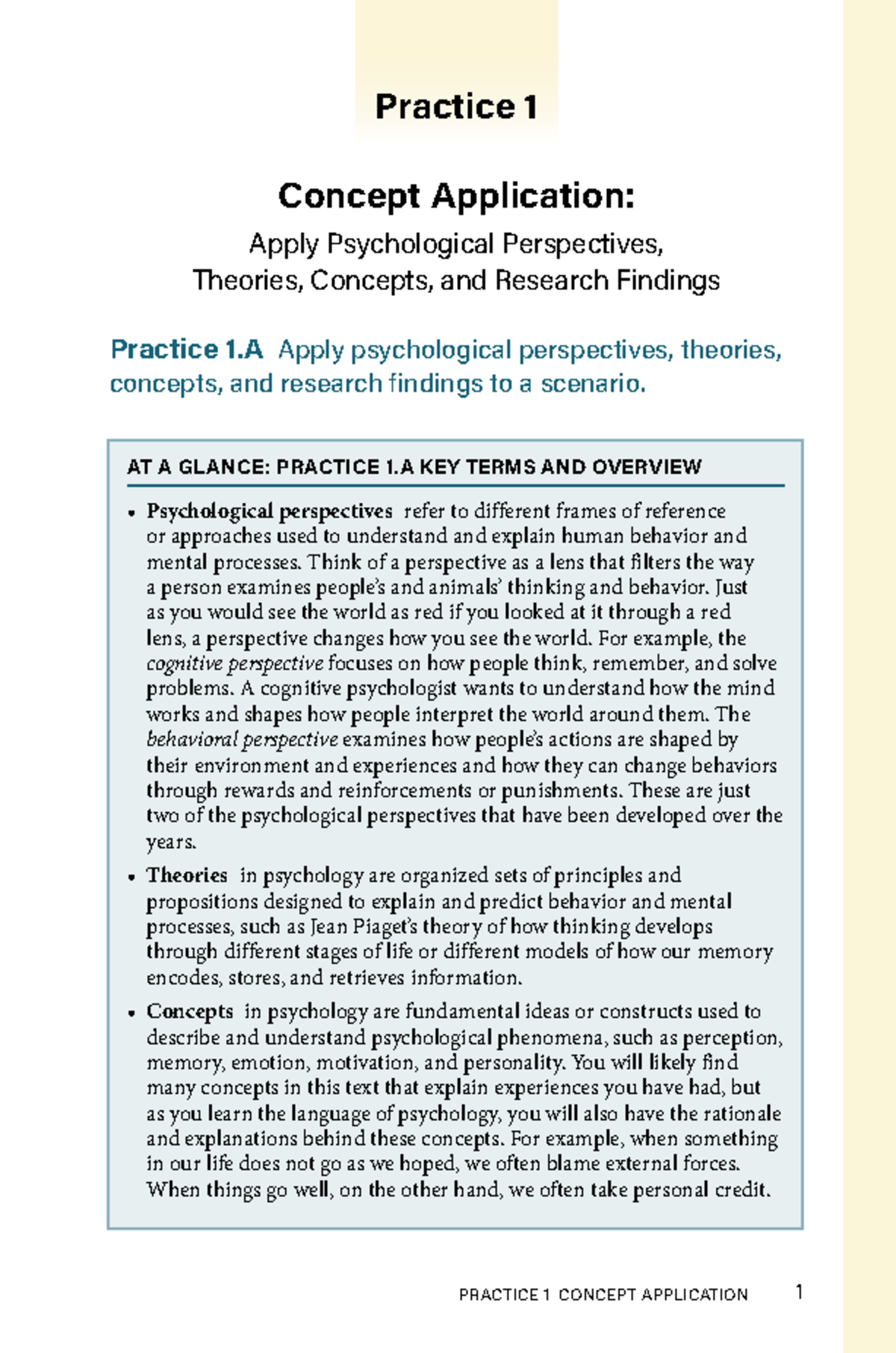 Applying Psychological Perspectives and Theories to Scenarios (AP ...