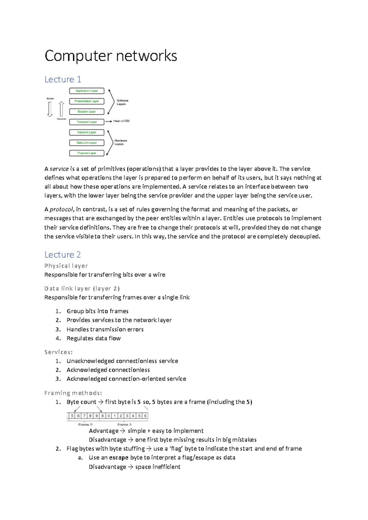 Computer Networks Lecture Notes - Summary (CSE 305) - Studeersnel