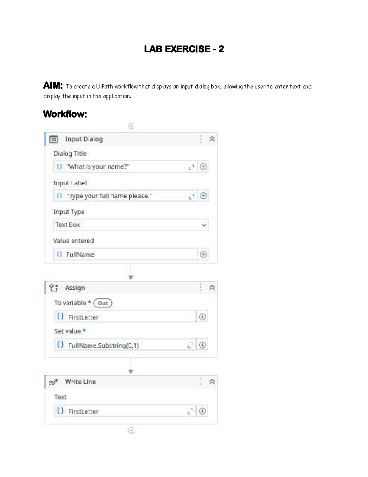 LAB Exercise - 2 (1) - Ui path studio is used - robotic process ...