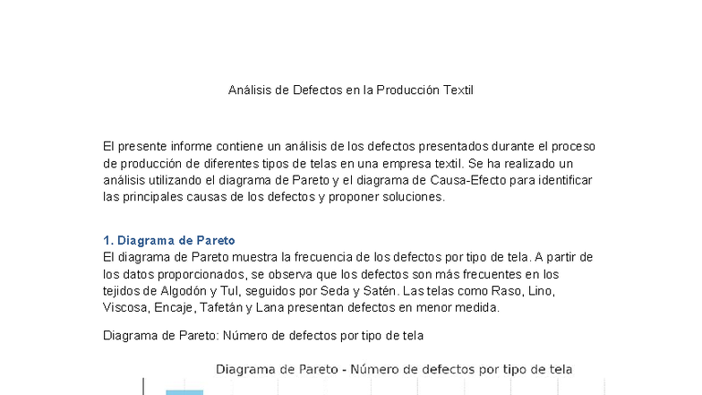 Análisis de Defectos en Producción Textil: Informe Detallado - Studocu