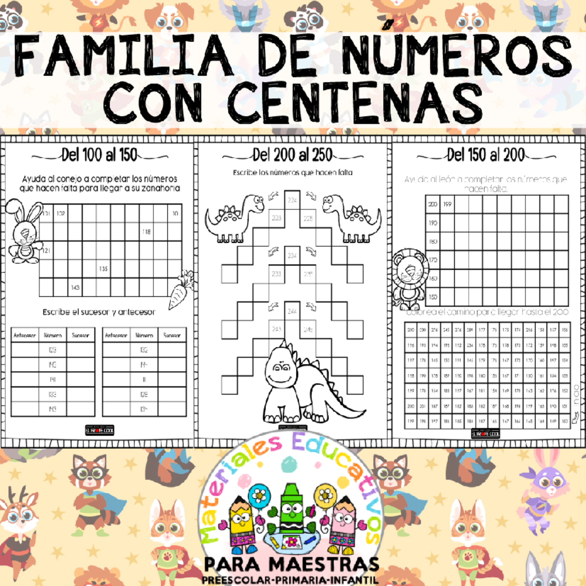 Familia de Números con Centenas: Del 100 al 350 - Material Didáctico ...