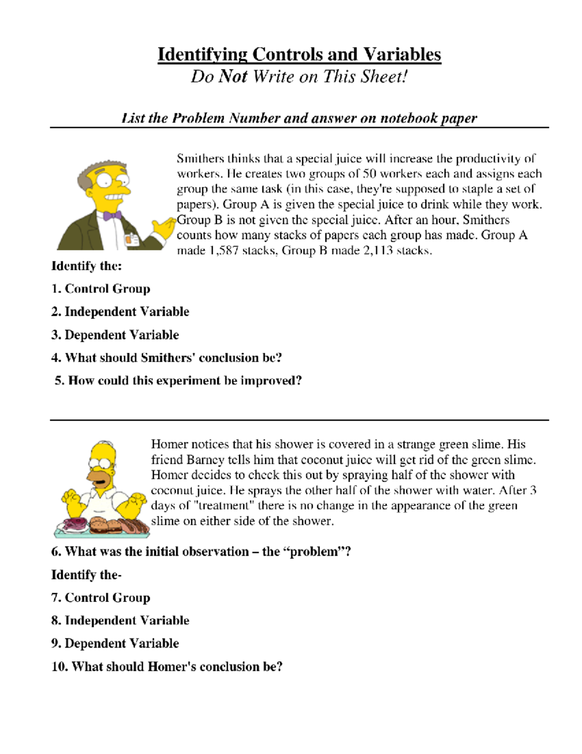 Identifying Controls and Variables: Simpsons Experiment Analysis - Studocu