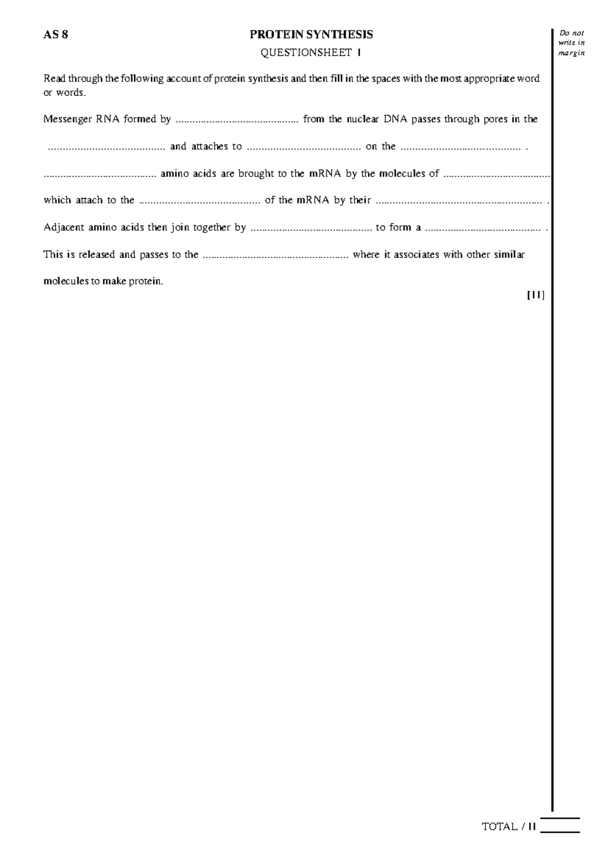 Protein Synthesis Practice Questions - Biology 101 - Studocu