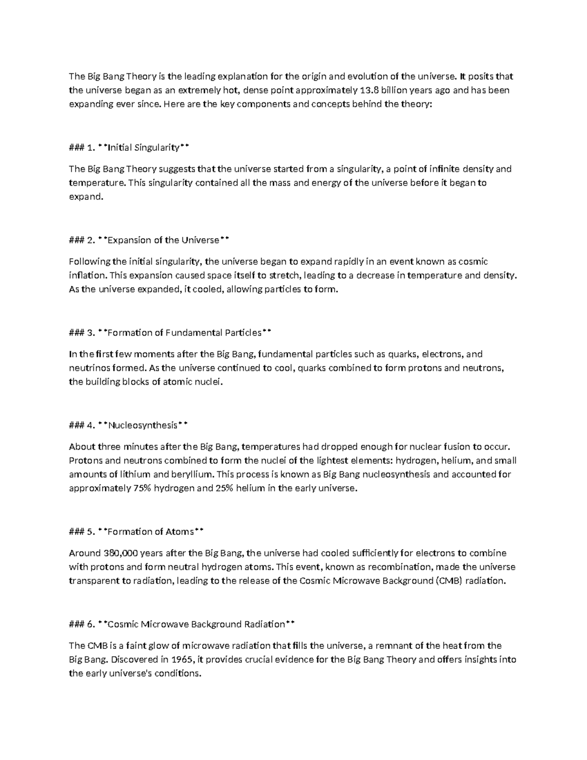 The Big Bang Theory: Origin & Evolution of the Universe Explained - Studocu