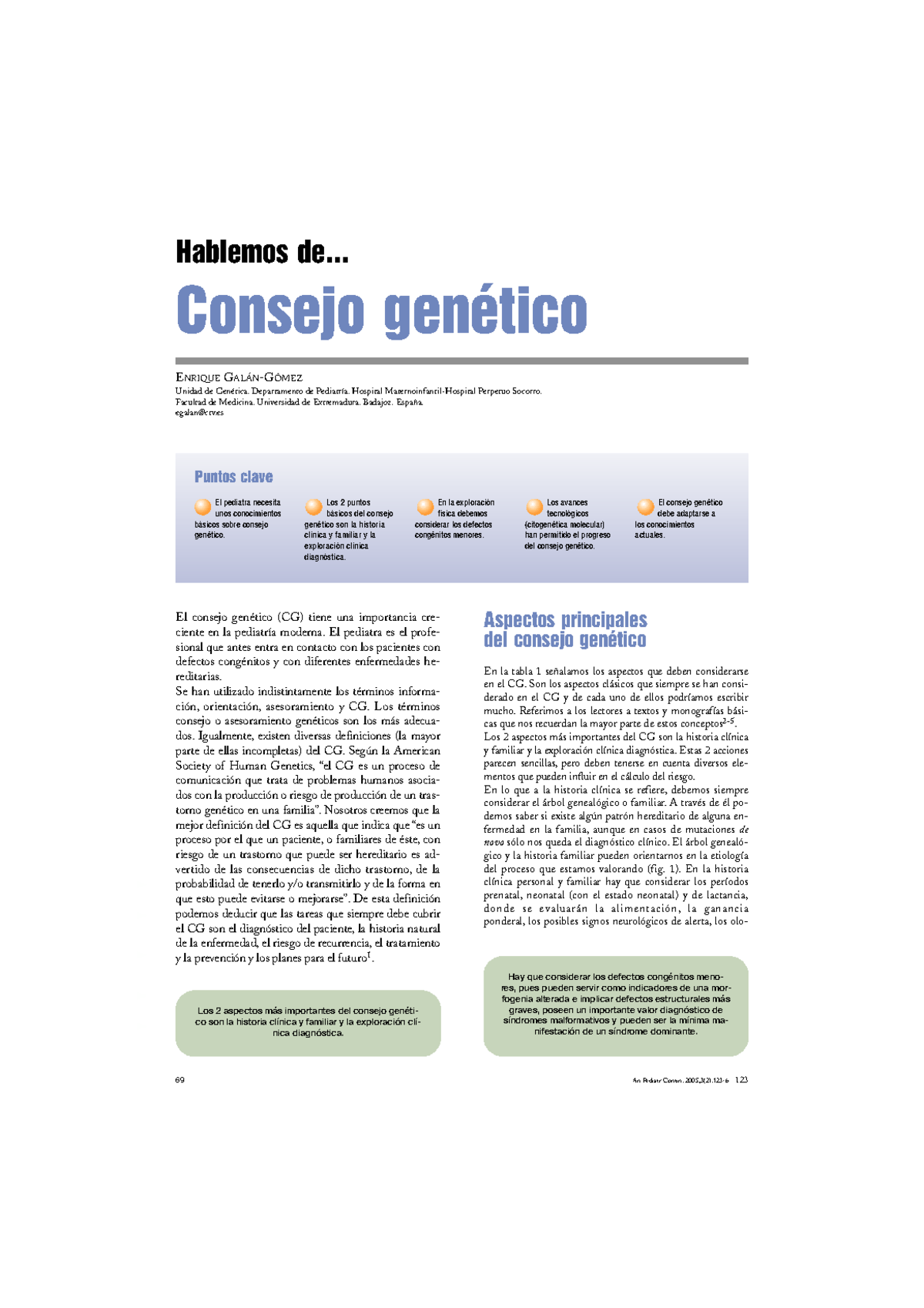 Consejo Genético en Pediatría: Aspectos Clave y Recomendaciones ENRIQUE ...