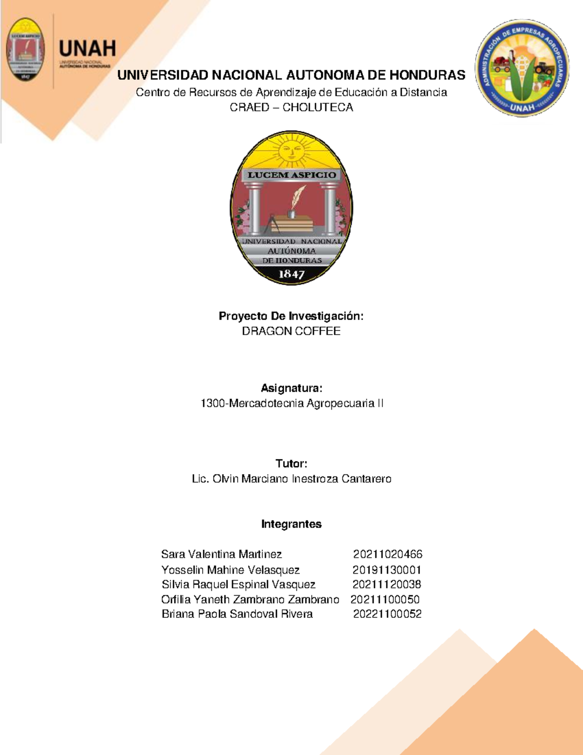 Informe de Marketing: Café de Pitahaya DRAGON COFFEE - Agropecuaria II ...
