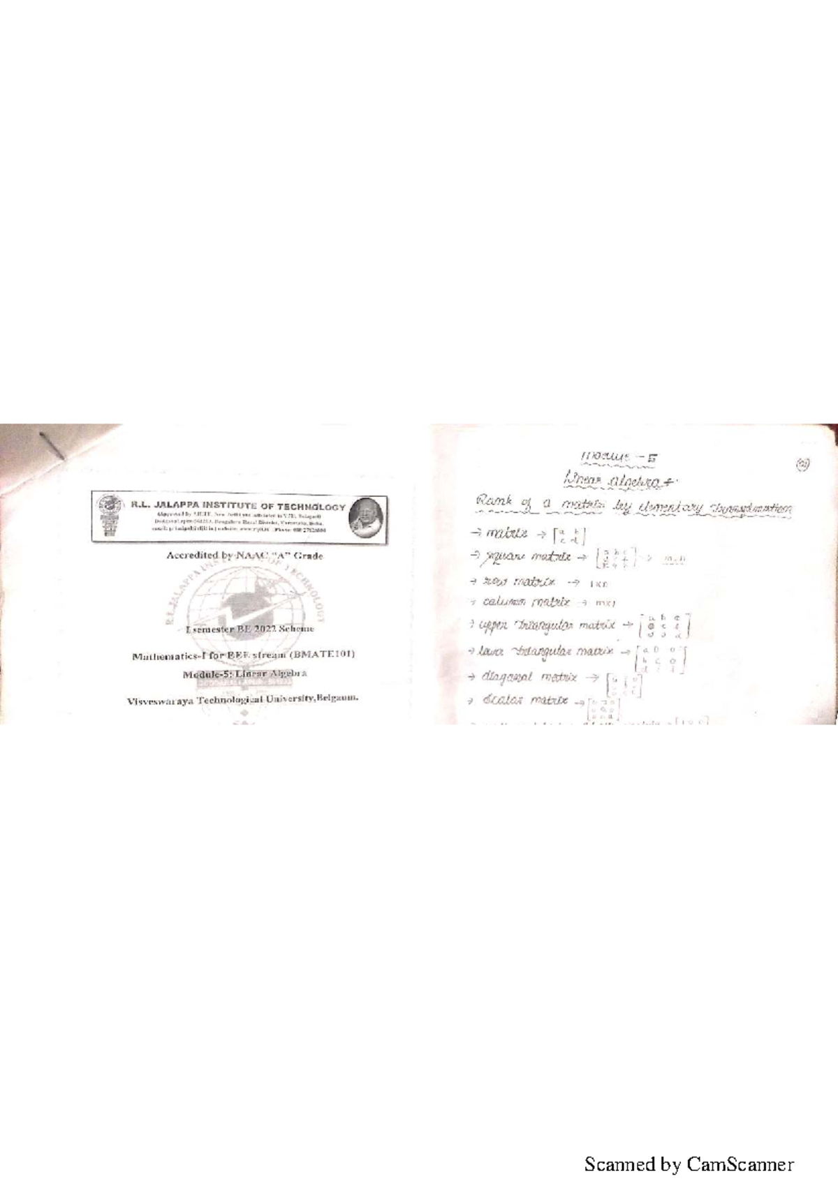 BMATE101 Linear Algebra: Rank of a Matrix and Transformations - Studocu