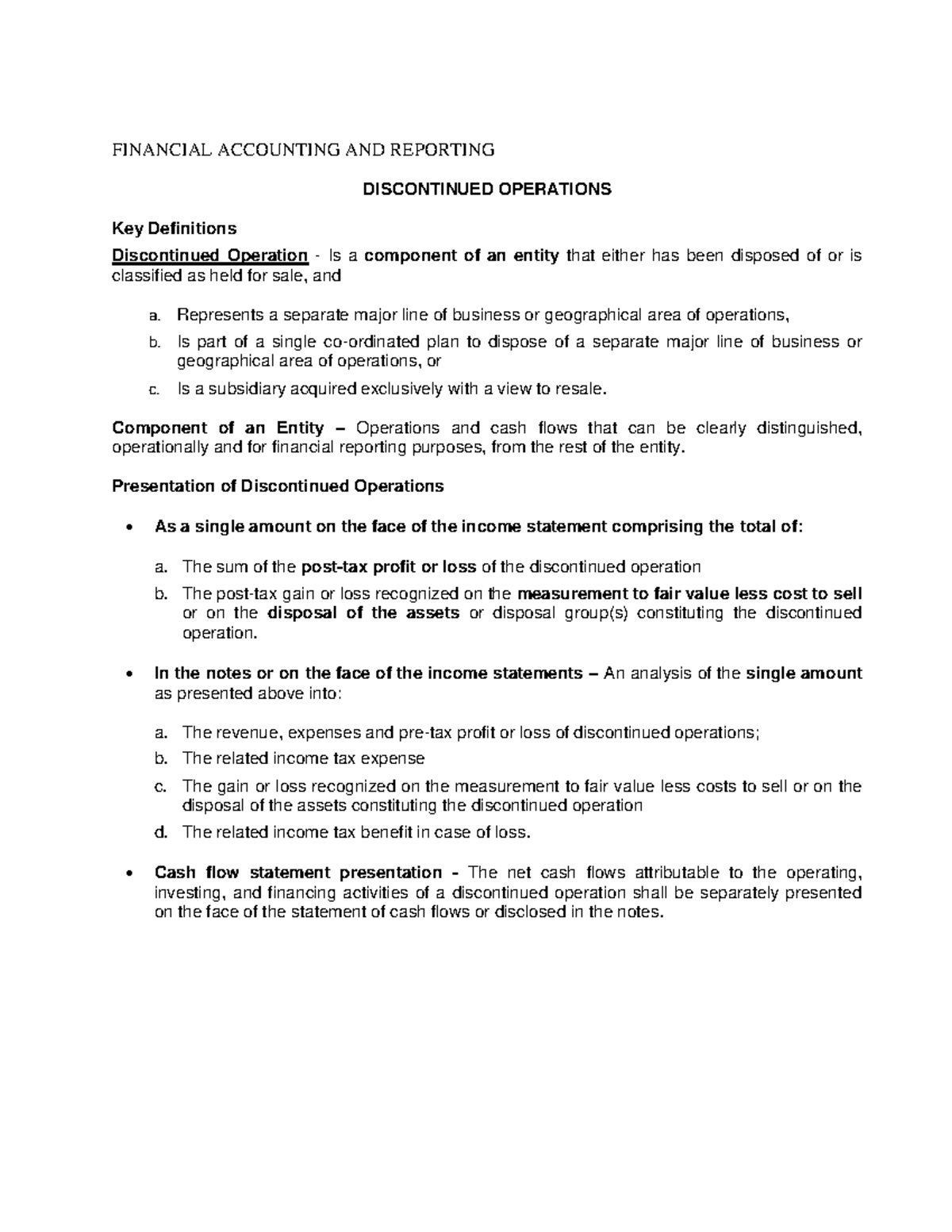 PFRS 5 Discont. Operations - FINANCIAL ACCOUNTING AND REPORTING ...
