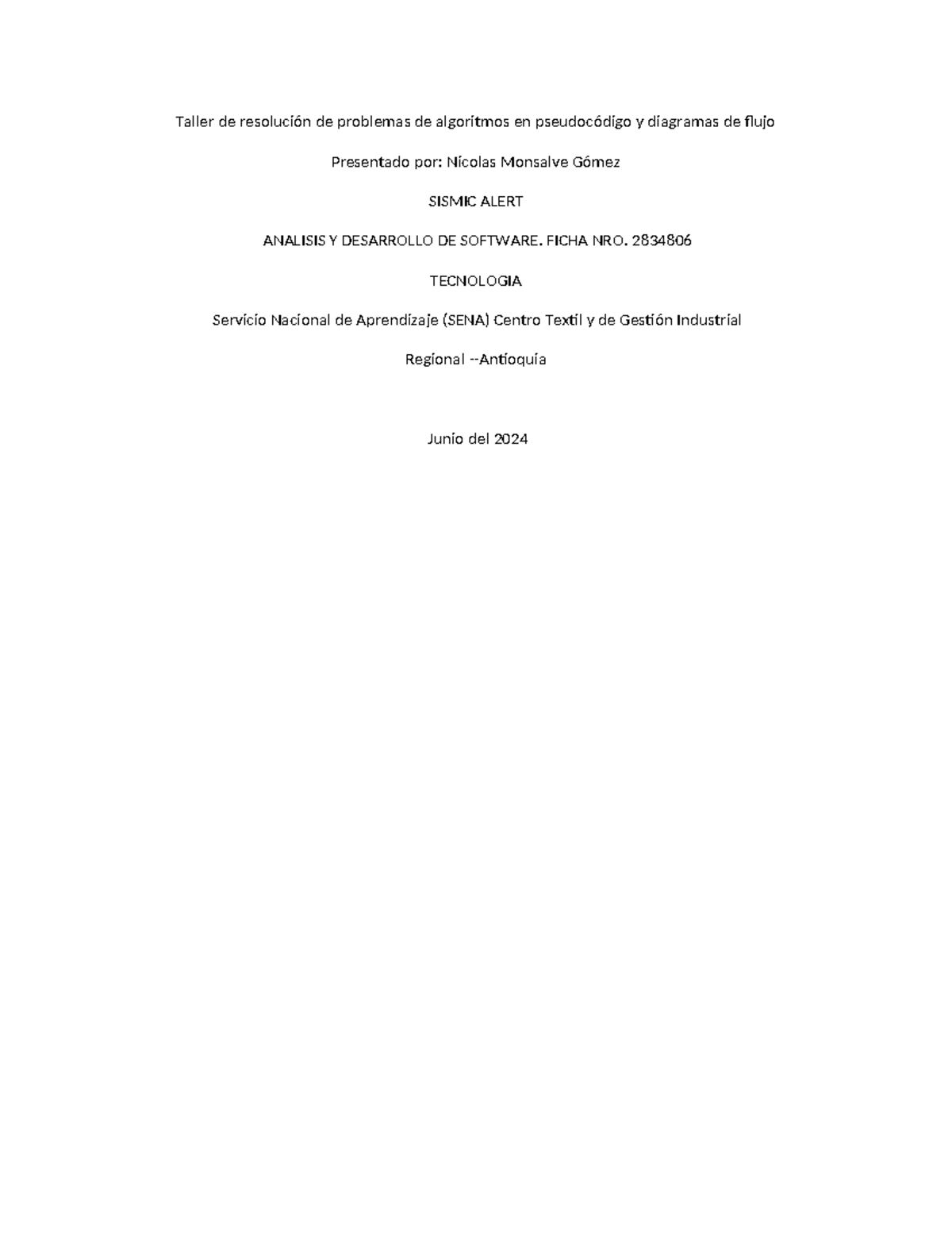 Taller de Resolución de Problemas de Algoritmos y Diagramas de Flujo - Studocu