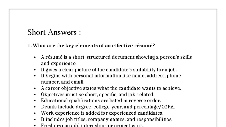 Short Answers: Key Skills for Effective Communication and Career ...