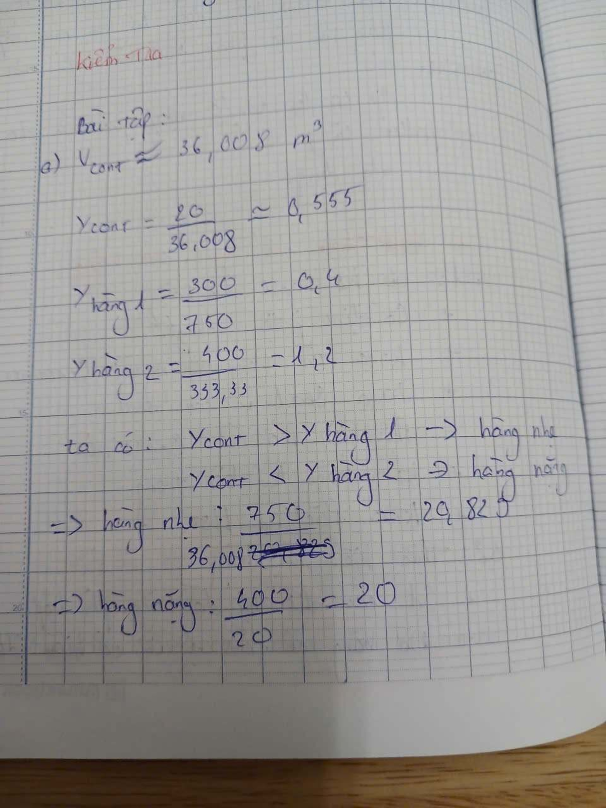 Kiem Tha Bai Tap: Veont 36,008 m³ & Yconr 20 21 Analysis - Studocu