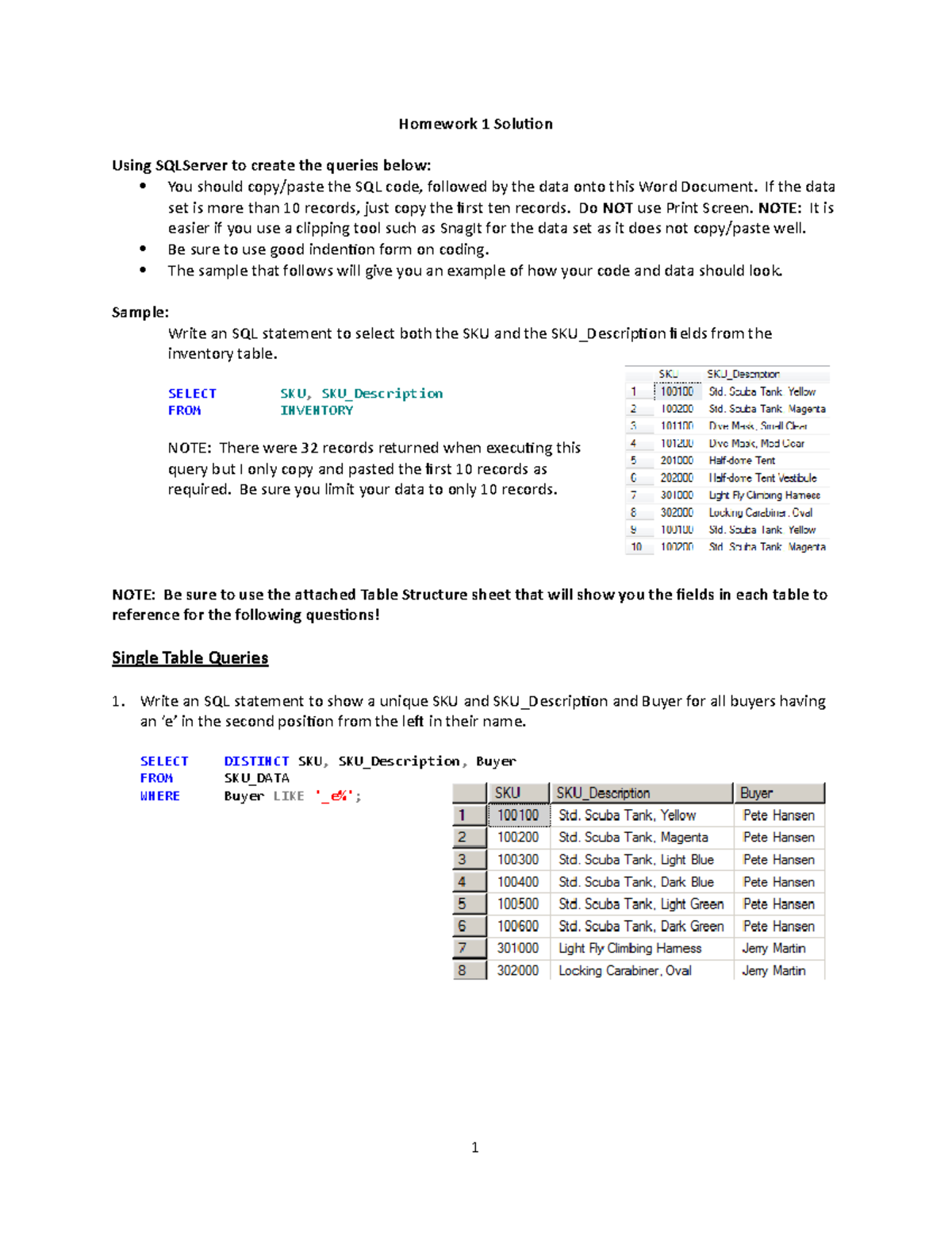 Homework 1 Solutions for SQL Queries and Data Extraction - Studocu
