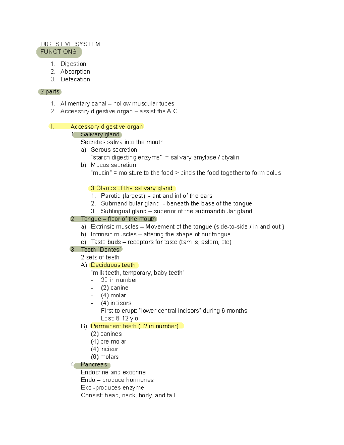 DIGESTIVE SYSTEM & URINARY FUNCTIONS: Overview and Anatomy - Studocu