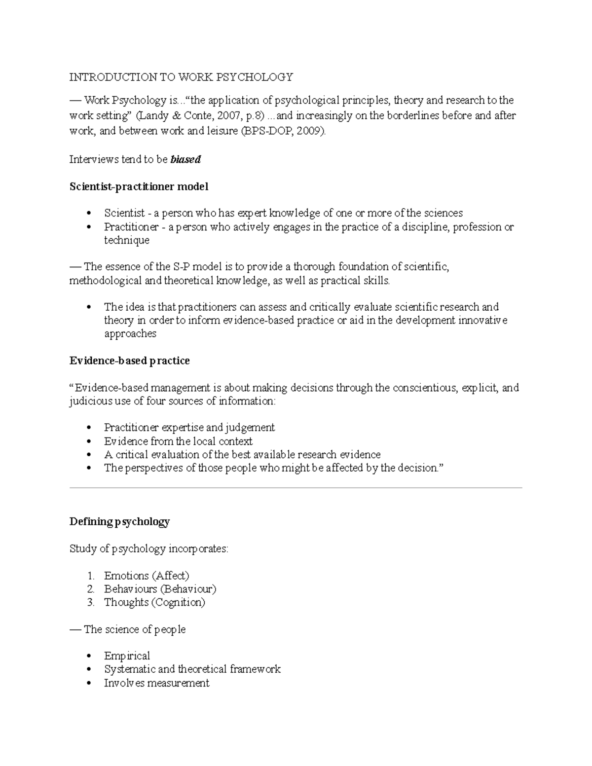 Work Psychology: Principles, Theories, and Applications in the ...