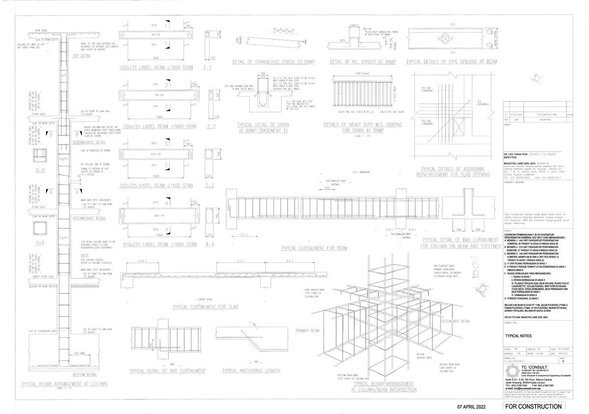 Typical Note - 2T10 250 VARIES 2T12 ROOF LEVEL 75x15 DEEP GRANOLITHIC ...