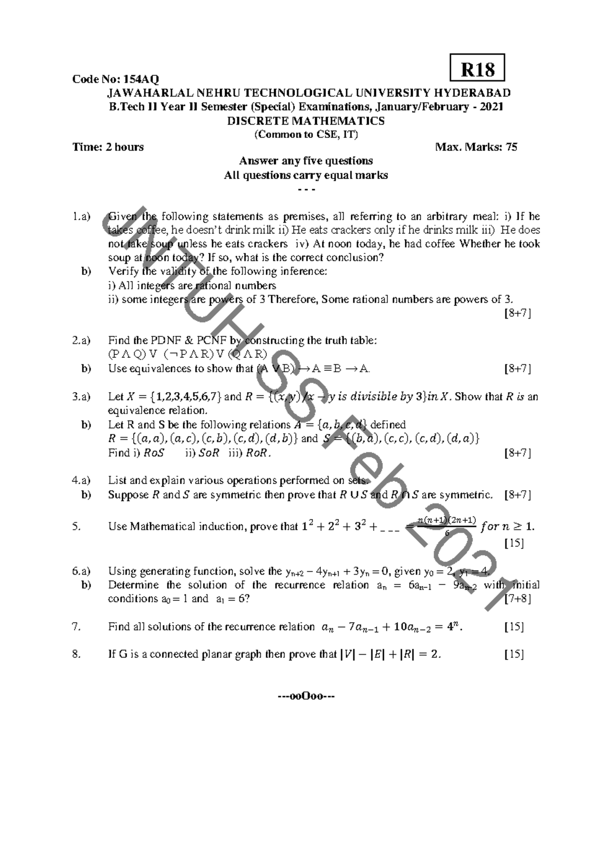 DM 154AQ Discrete Mathematics Exam Notes - Jan-Feb 2021 - Studocu