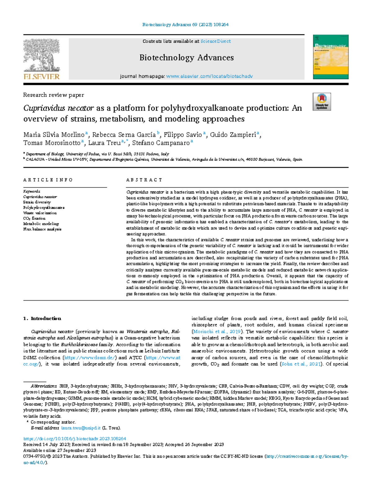 Biotechnology Advances 69 (2023) - Cupriavidus necator: PHA Production ...