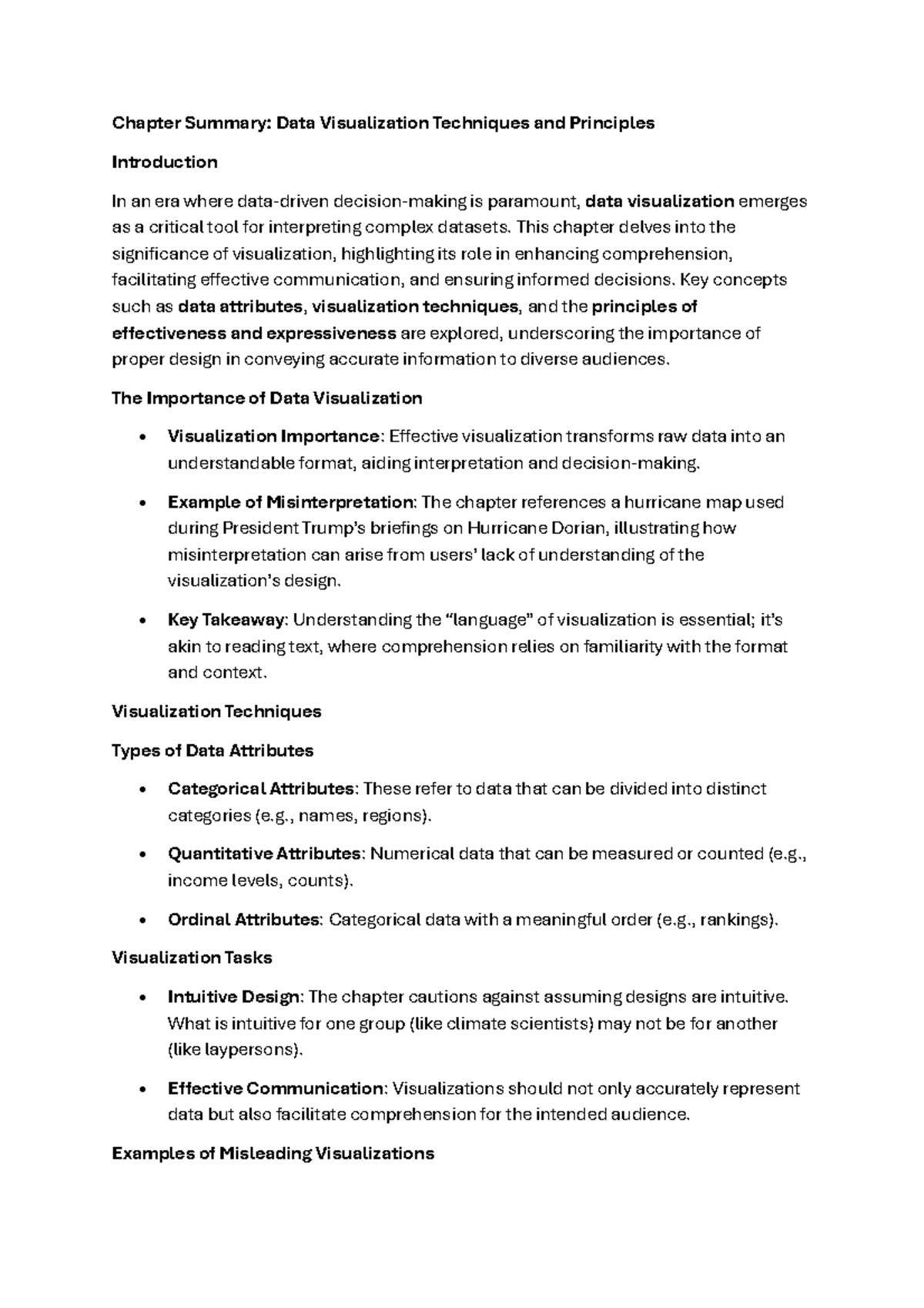 Data Science Visualization Techniques - Chapter Summary - Studocu
