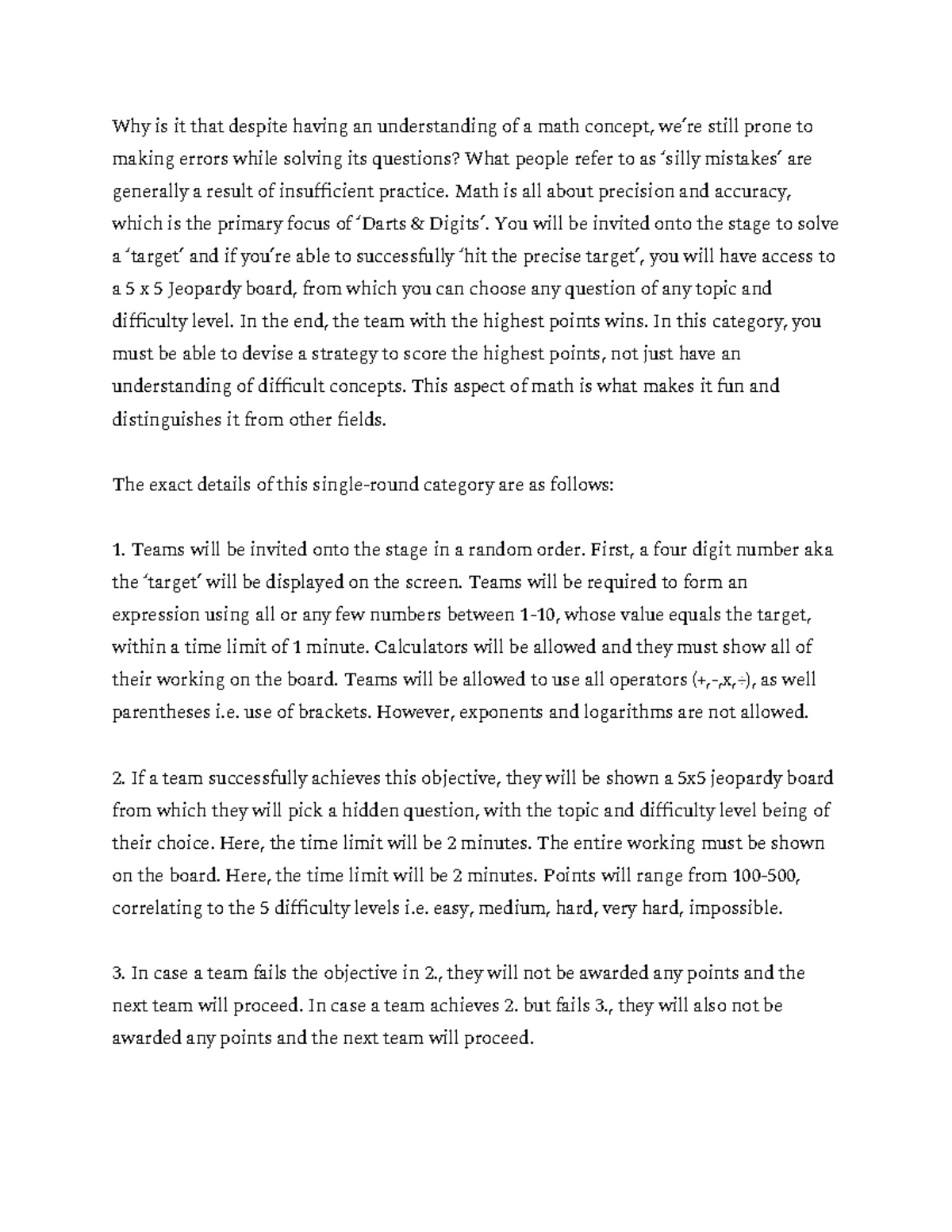 Darts and Digits Study Guide: Math Strategy for Jeopardy Challenge ...