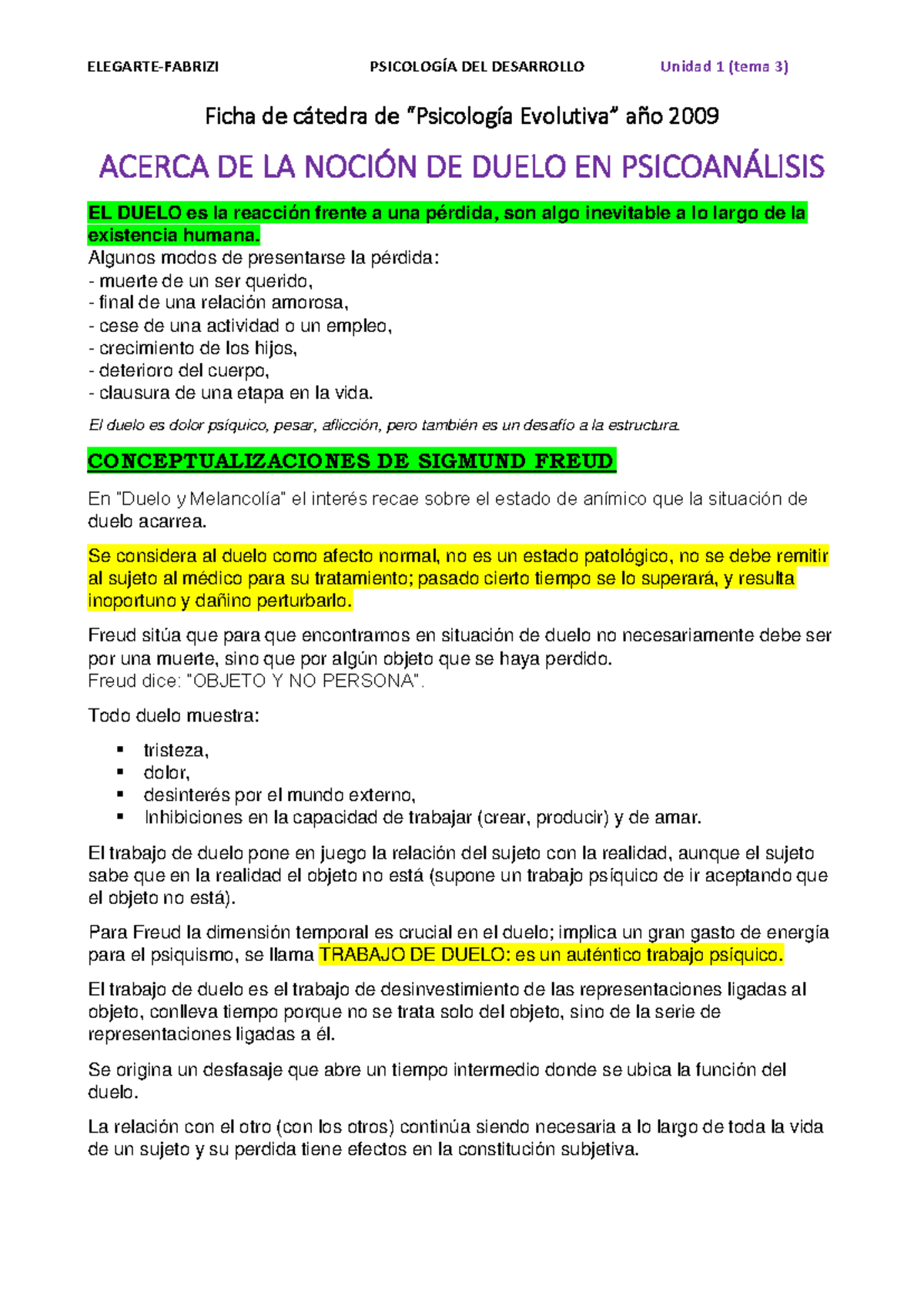 Resumen Unidad 1 (tema 3) Psicología del desarrollo - Ficha de cátedra ...