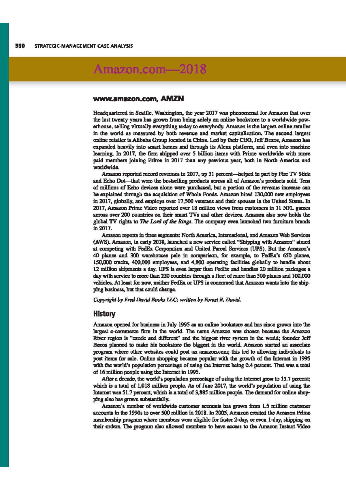 Amazon casestudy n - Strategic management - 550 CASE ANALYSIS Amazon ...