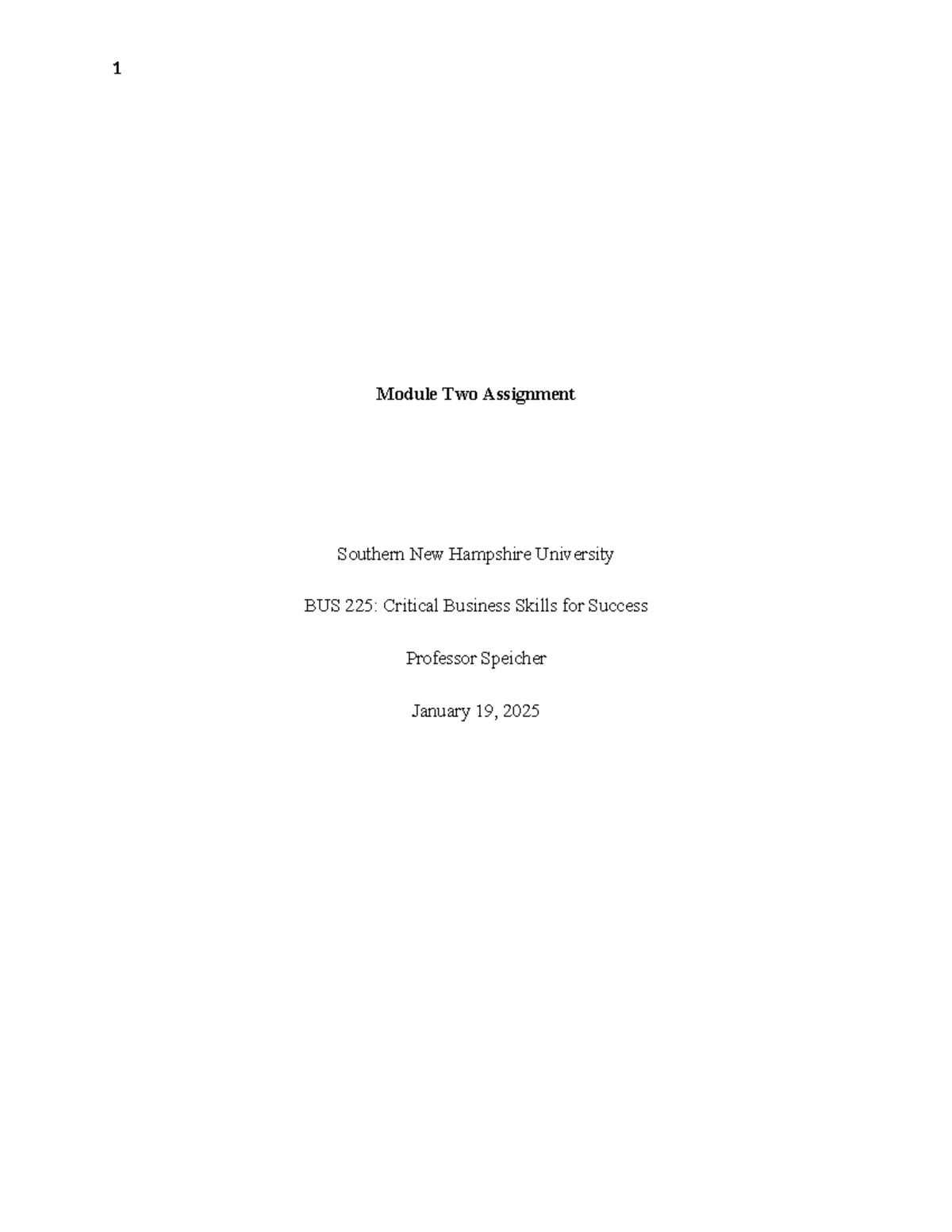 BUS225 Module Two Assignment - Module Two Assignment Southern New ...