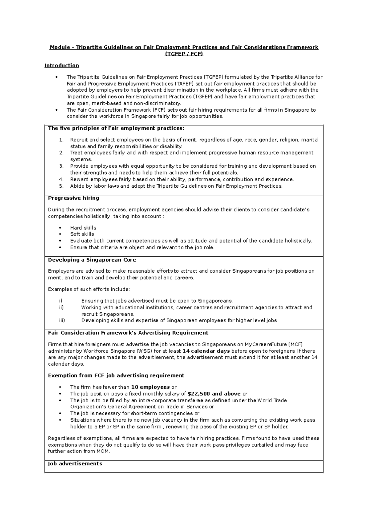 5. Tripartite Guidelines on Fair Employment Practices & FCF Overview ...