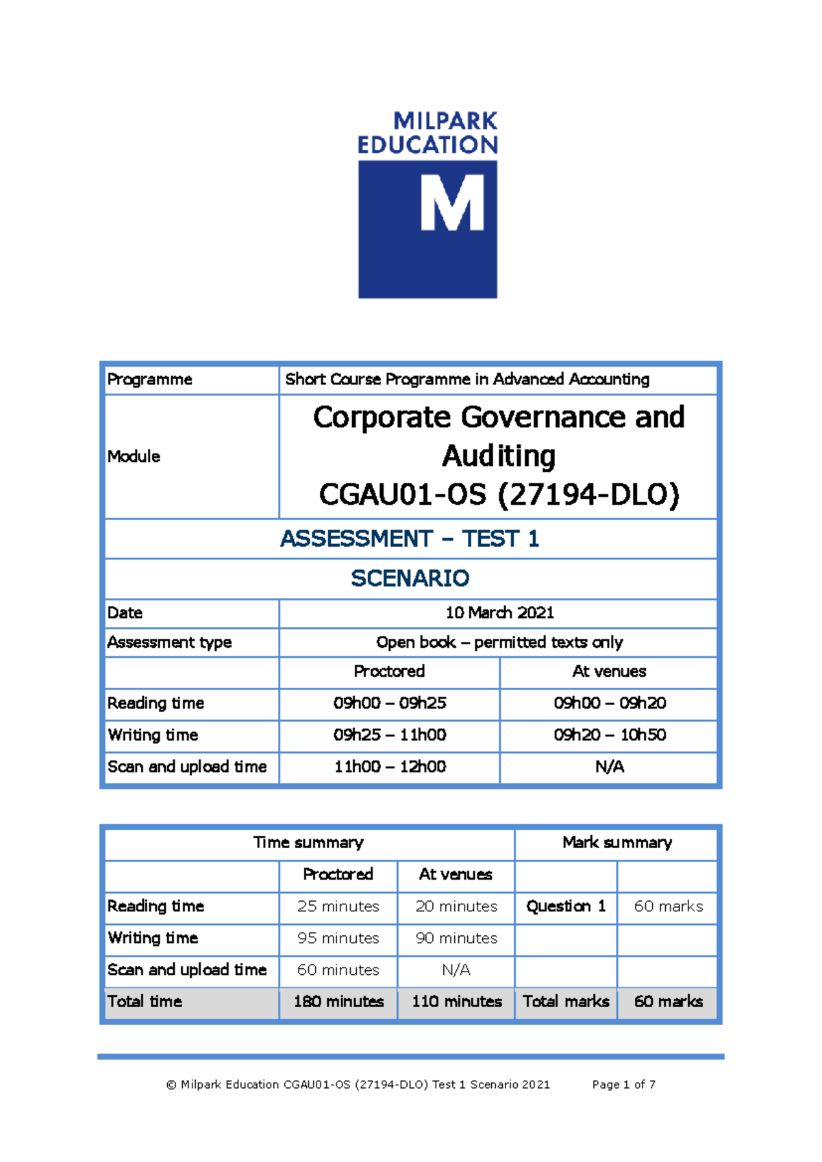 CGAU01-OS Testing Control Systems B21F Test 1 2021 Scenario - Programme ...