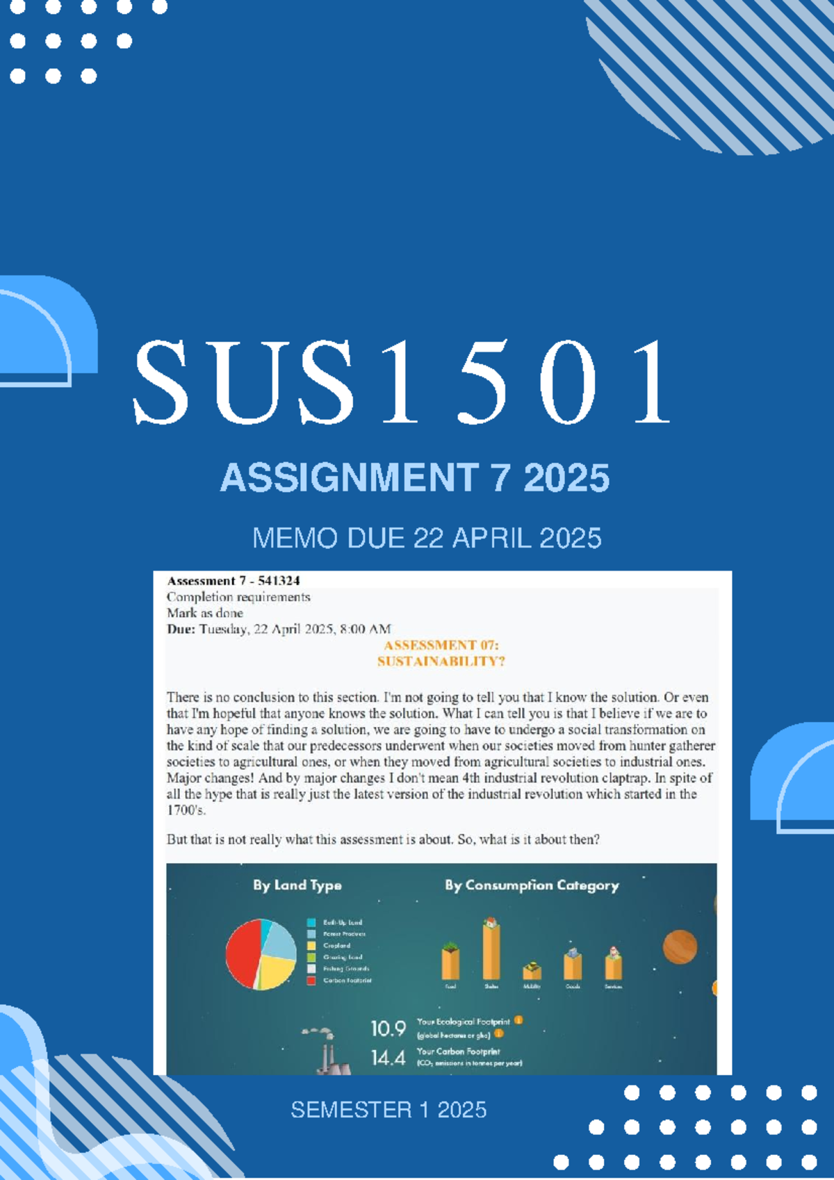 SUS1501 Assignment 7: Exploring Sustainability Solutions (Due 22 Apr ...