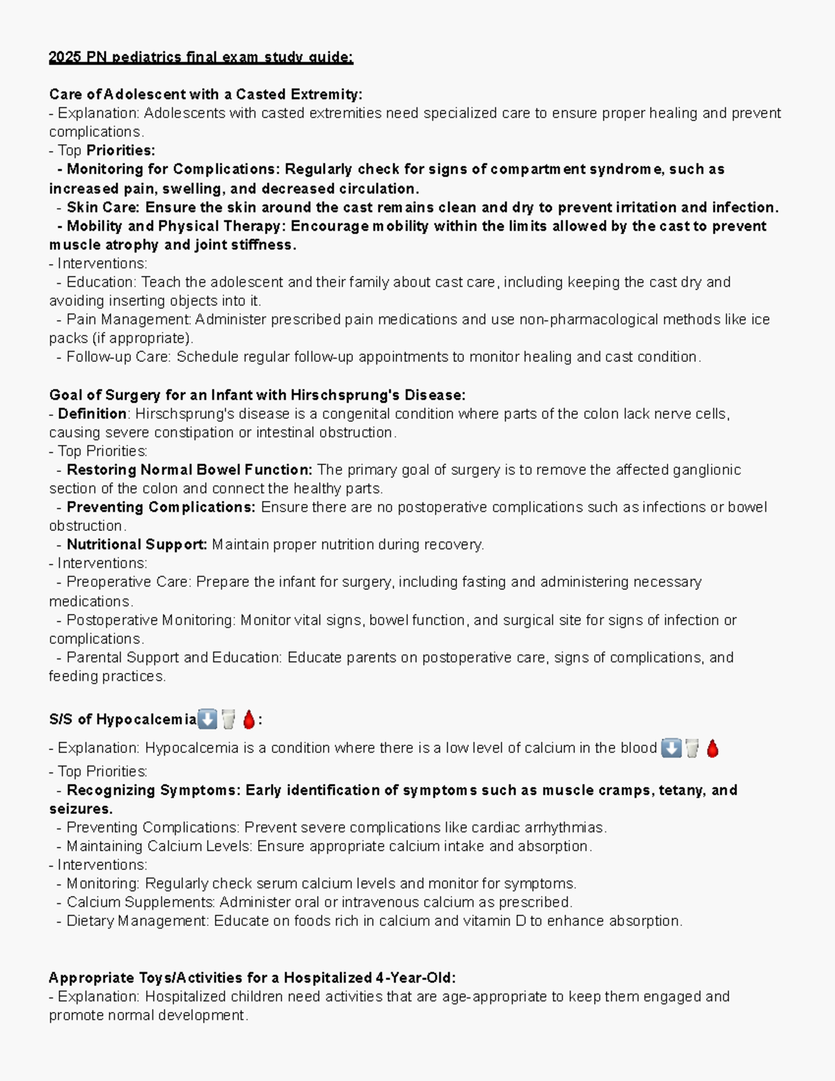 2025 PN PEDS Final Exam Study Guide: Key Concepts and Interventions - Studocu