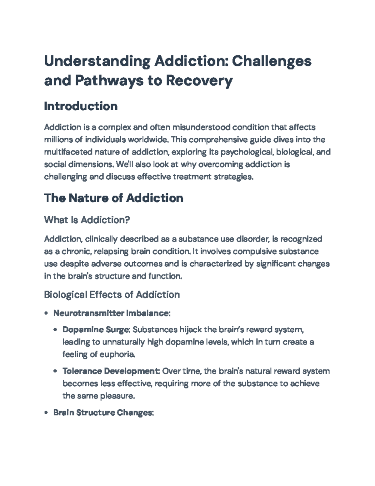 Understanding Addiction: Challenges and Pathways to Recovery ...