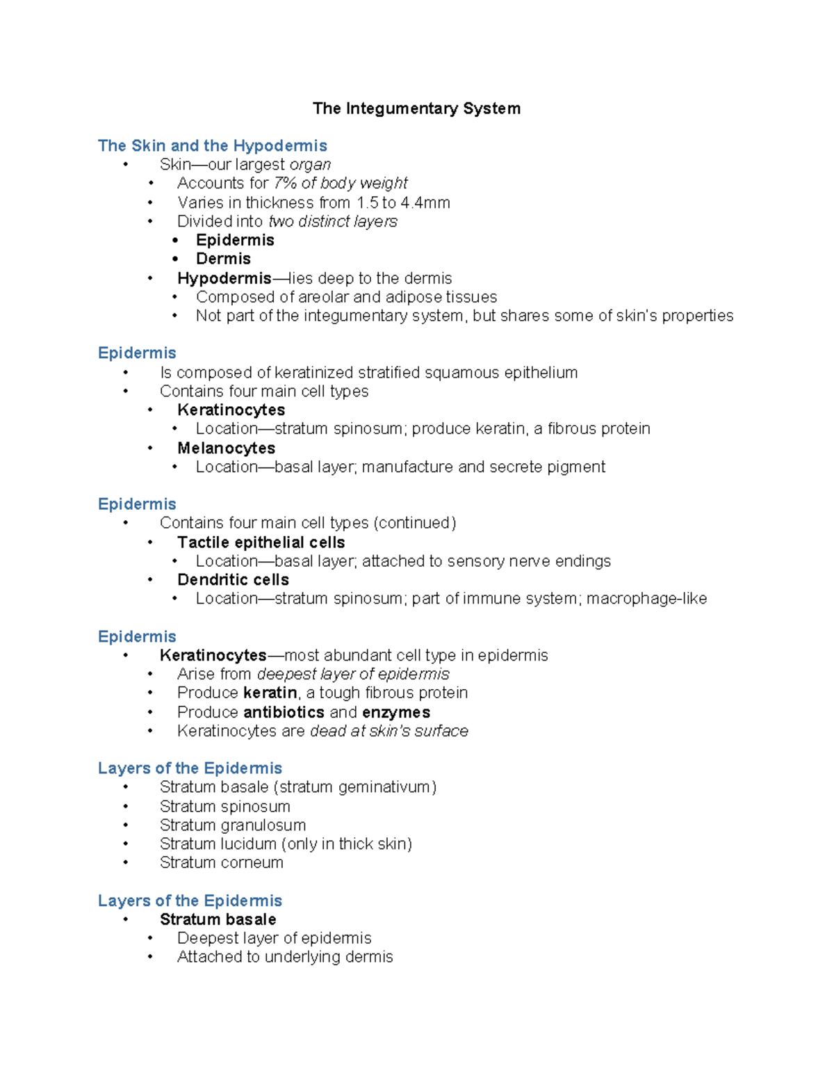 Integumentary System (BIO101): Overview of Functions, Structures ...