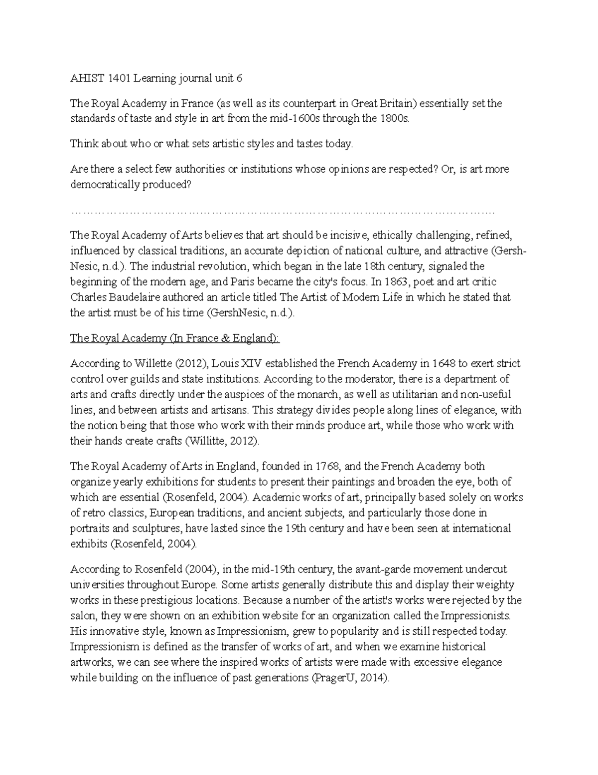 AHIST 1401 Learning journal unit 6 - AHIST 1401 Learning journal unit 6 ...