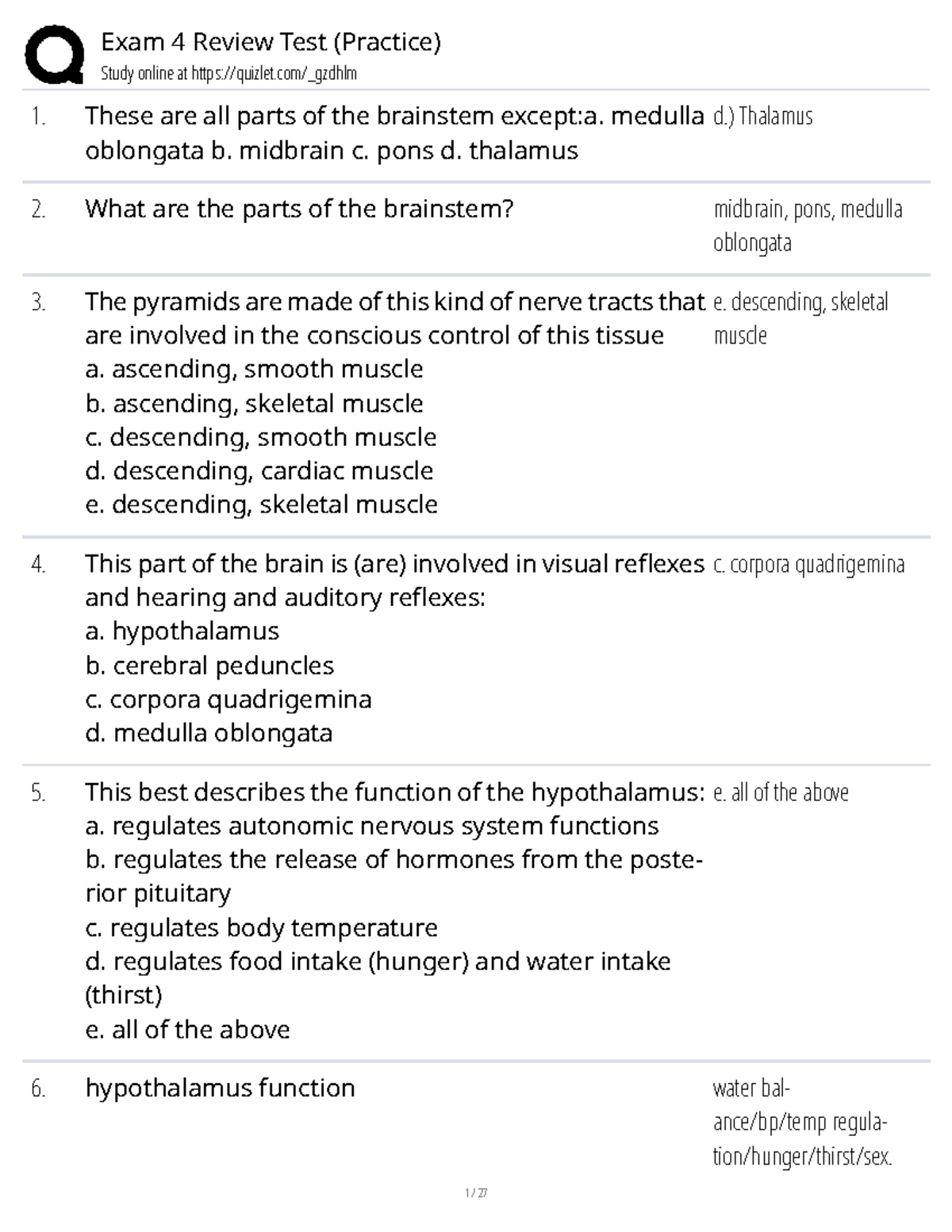 Neuroscience Exam 4 Review: Key Concepts & Practice Questions - Studocu