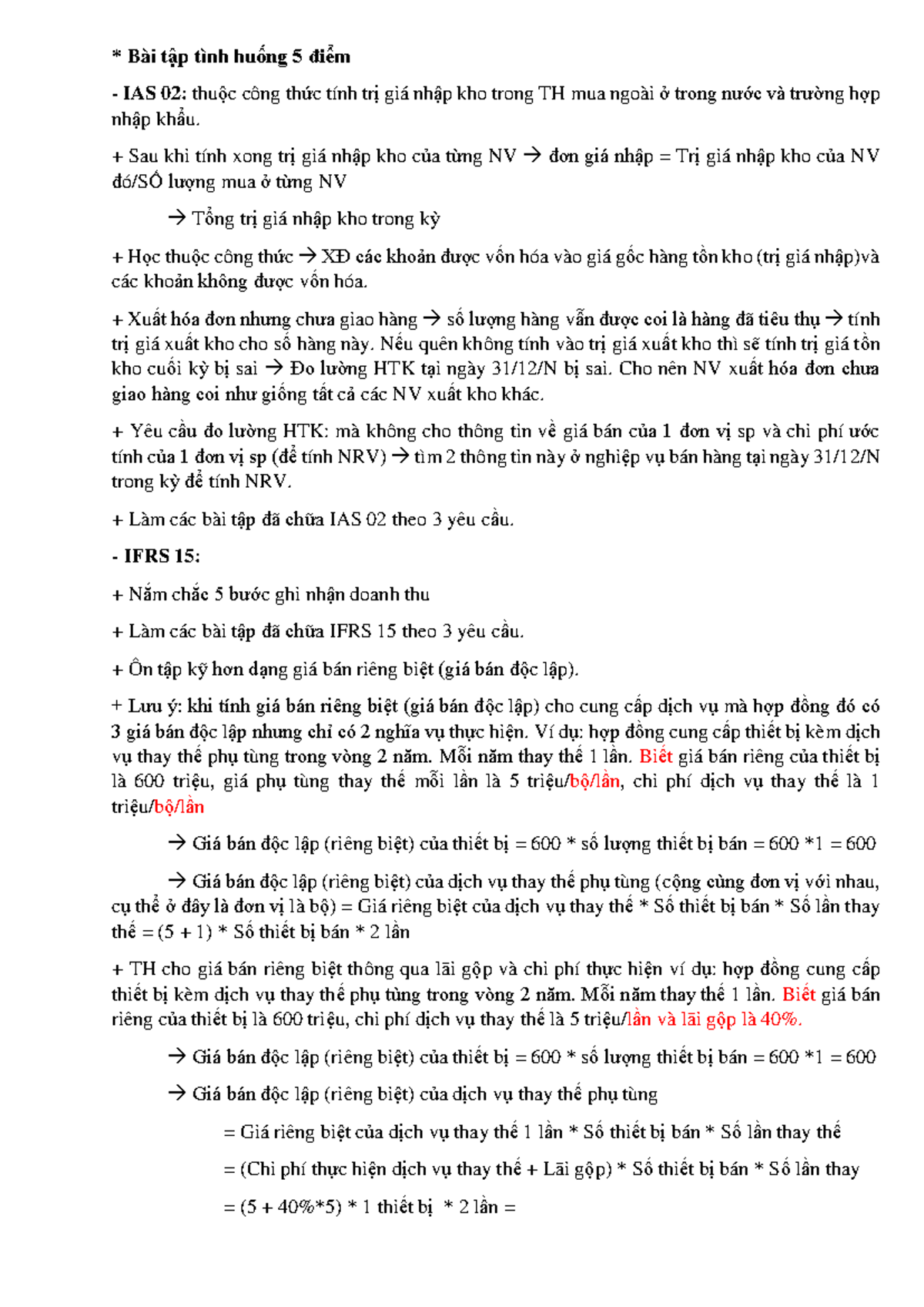 ÔN TẬP IAS 02 & IFRS 15: Tính Trị Giá Nhập Kho và Doanh Thu - Studocu